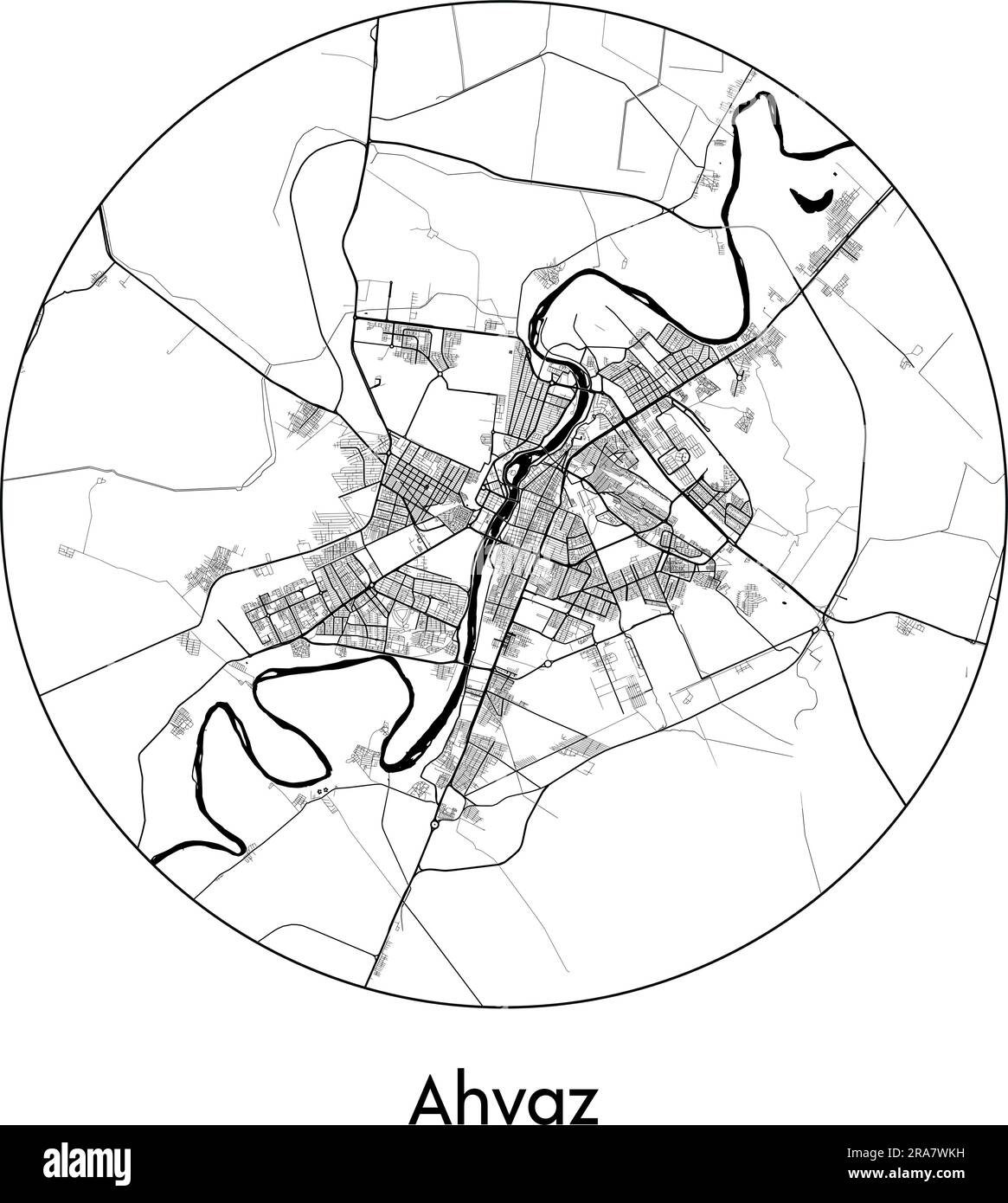 City Map Ahvaz Iran Asia vector illustration black white Stock Vector ...