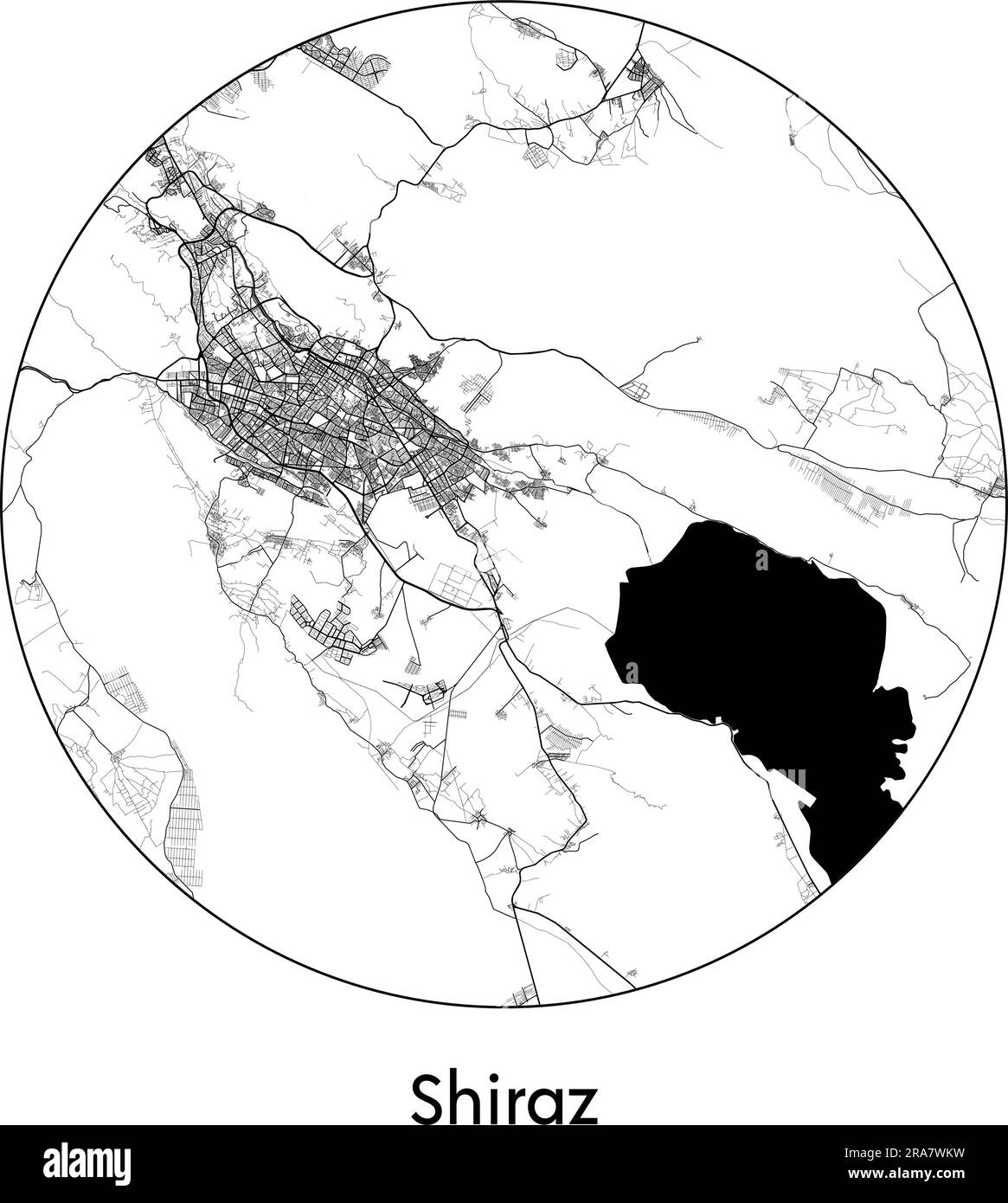 City Map Shiraz Iran Asia vector illustration black white Stock Vector ...