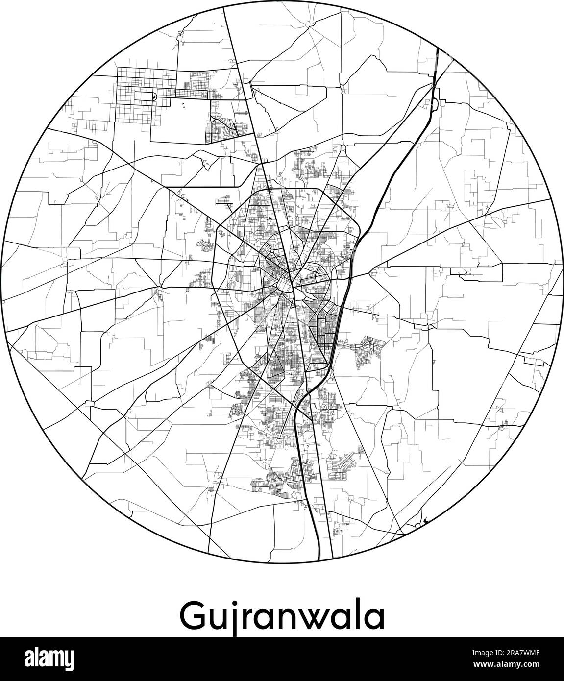 City Map Gujranwala Pakistan Asia vector illustration black white Stock ...
