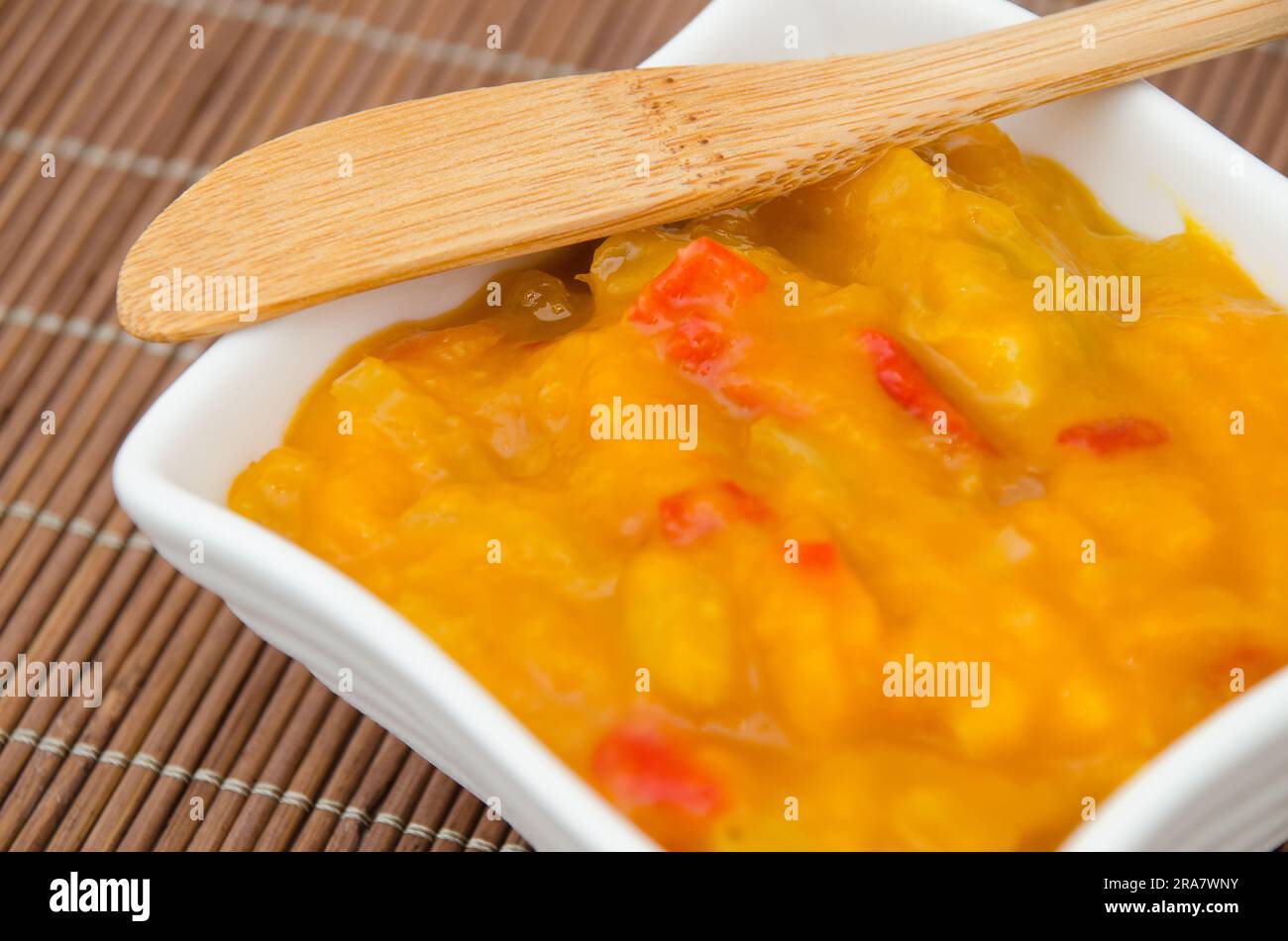 Mango chutney, a tangy and sweet condiment made from ripe mangoes ...