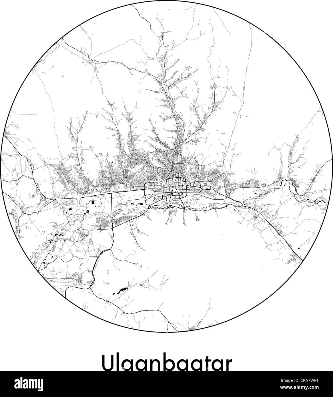 City Map Ulaanbaatar Mongolia Asia vector illustration black white ...