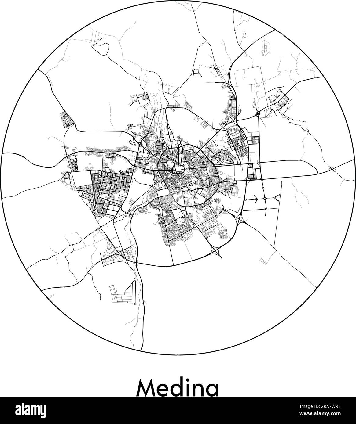 City Map Medina Saudi Arabia Asia vector illustration black white Stock ...