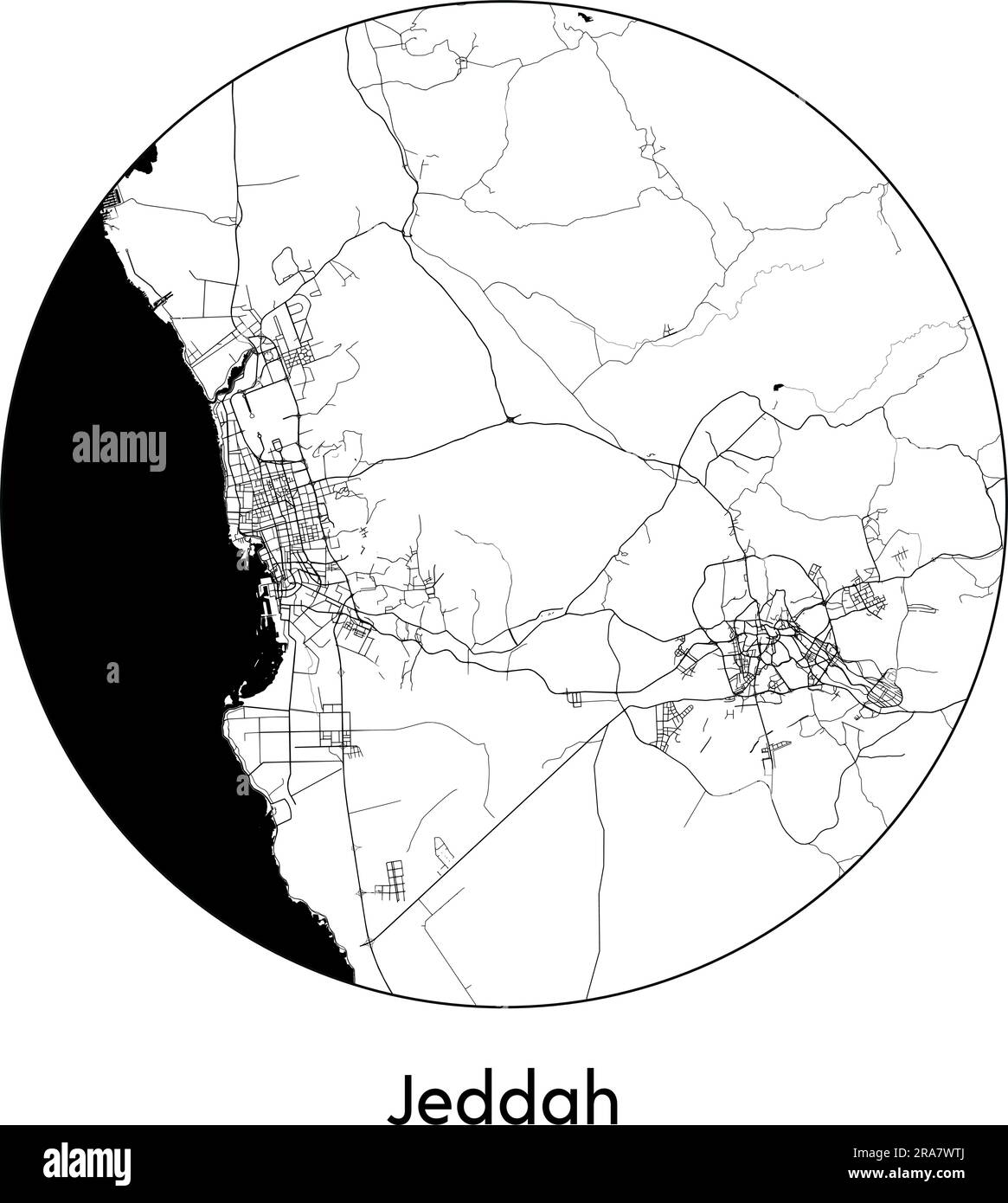 City Map Jeddah Saudi Arabia Asia vector illustration black white Stock ...