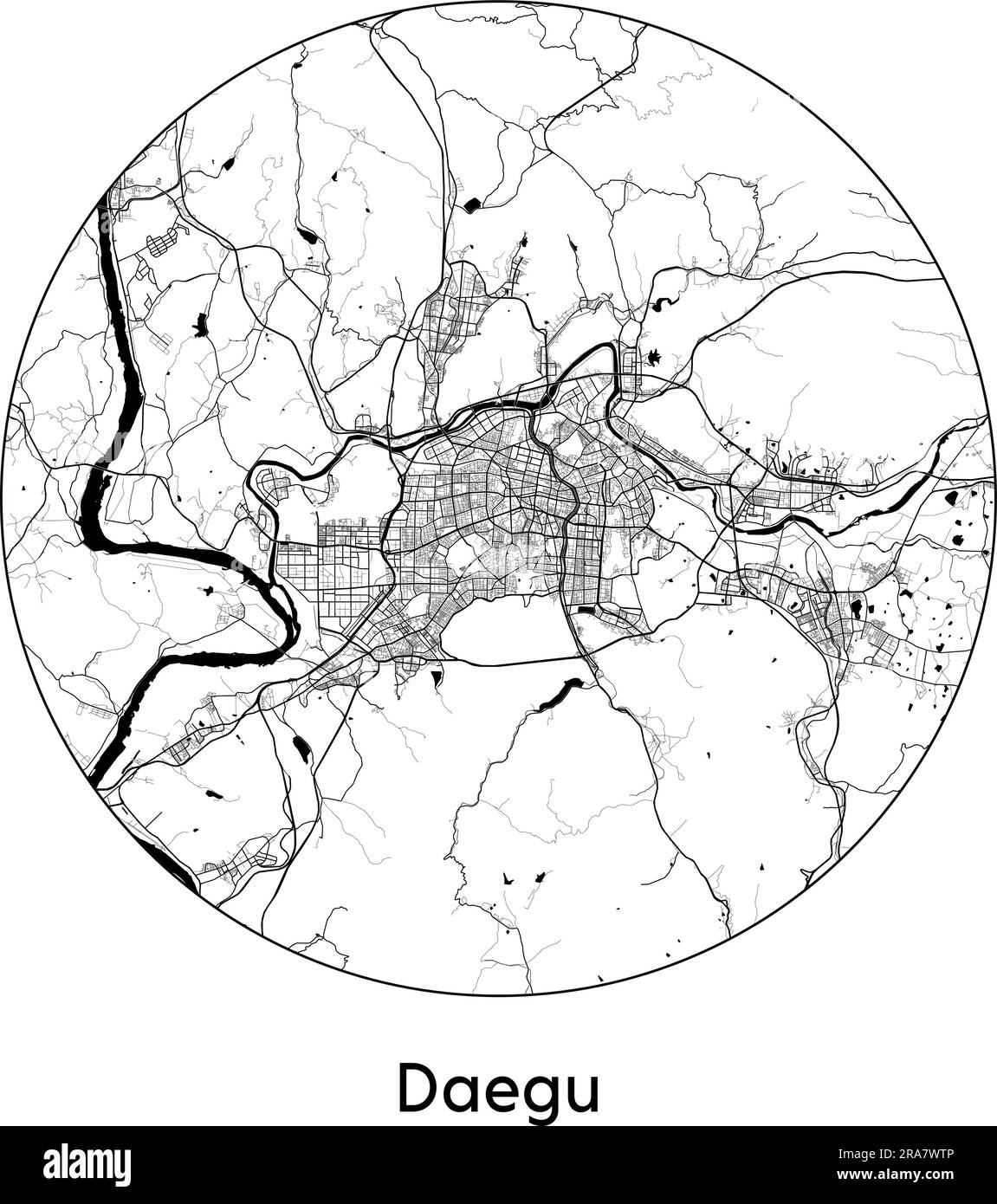 City Map Daegu South Korea Asia vector illustration black white Stock ...