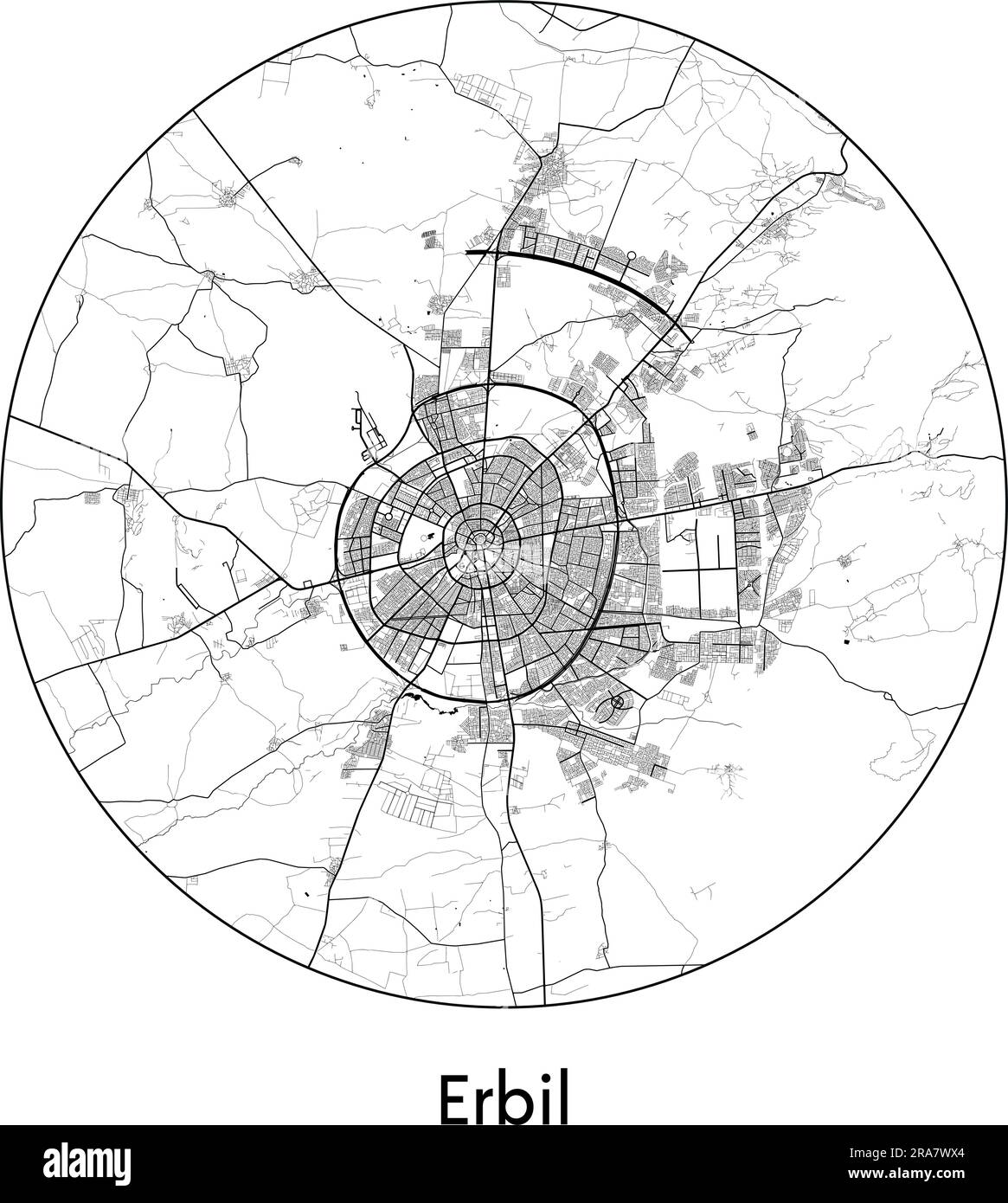 City Map Erbil Iraq Asia vector illustration black white Stock Vector ...