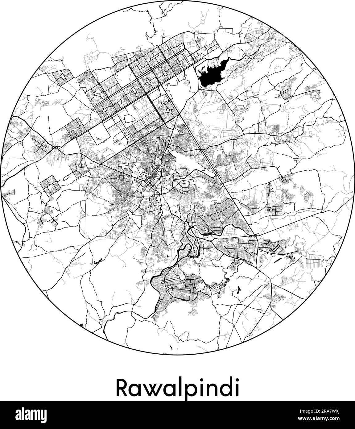 City Map Rawalpindi Pakistan Asia vector illustration black white Stock ...