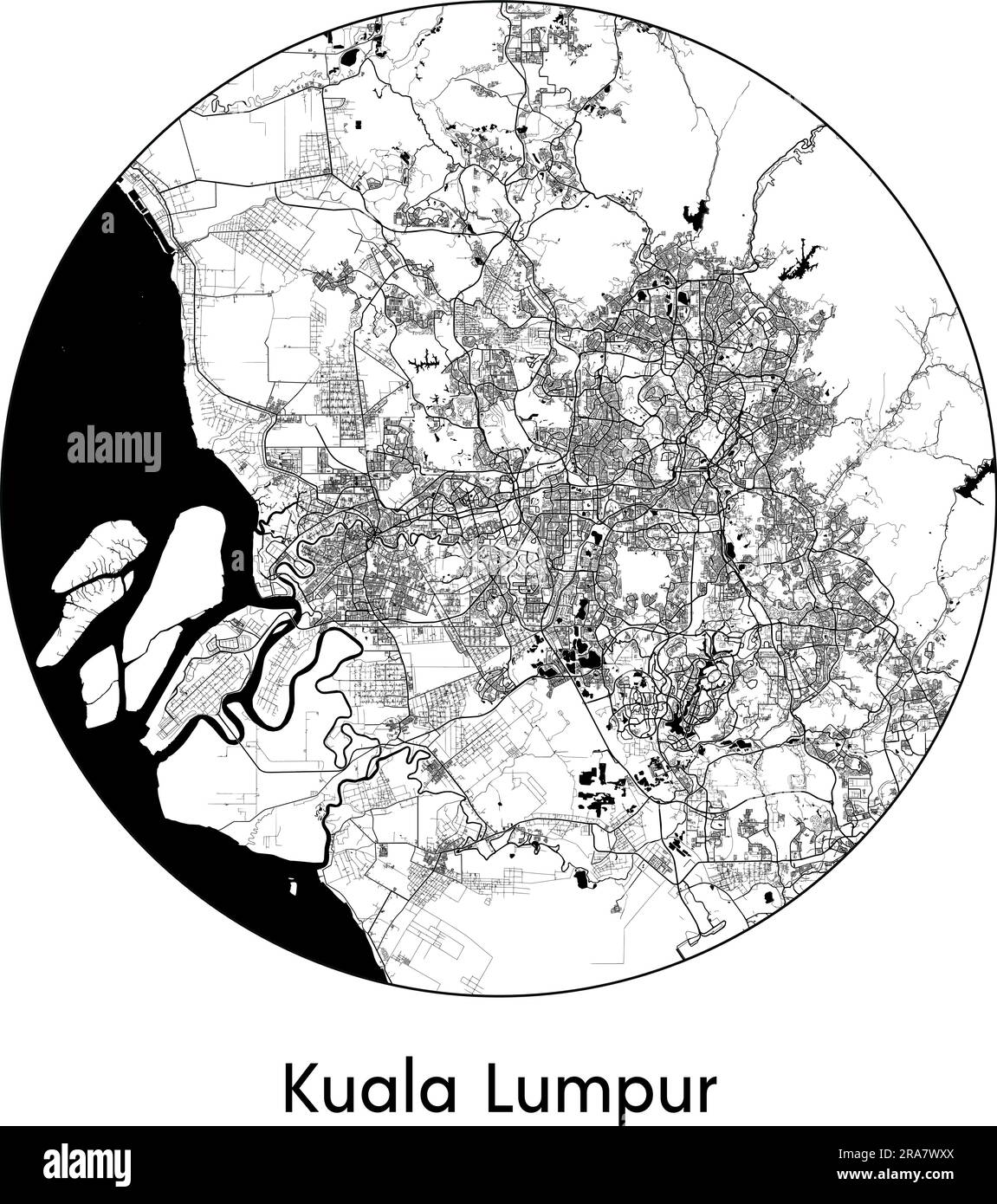 City Map Kuala Lumpur Malaysia Asia vector illustration black white ...