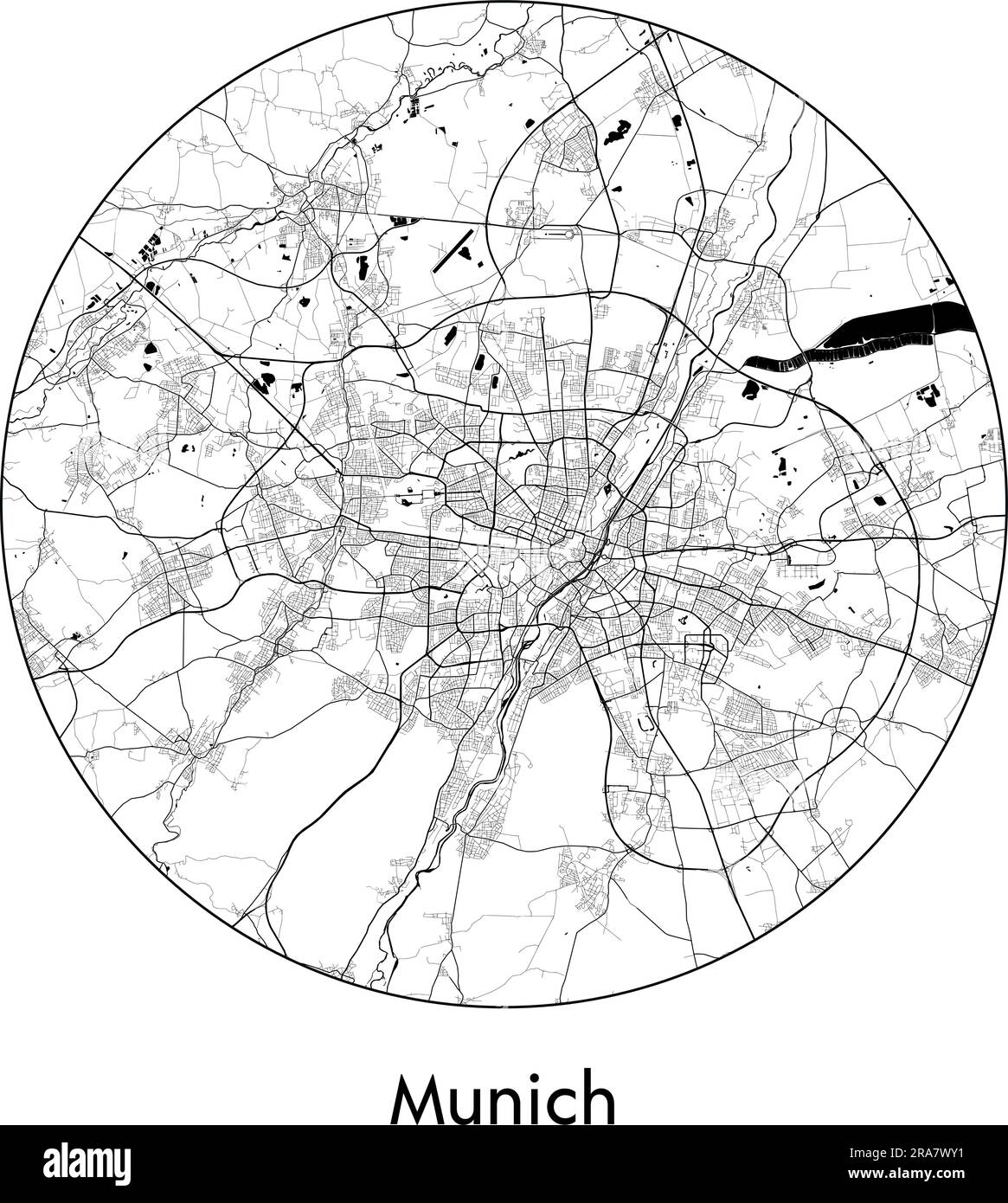 City Map Munich Germany Europe vector illustration black white Stock Vector Image & Art - Alamy