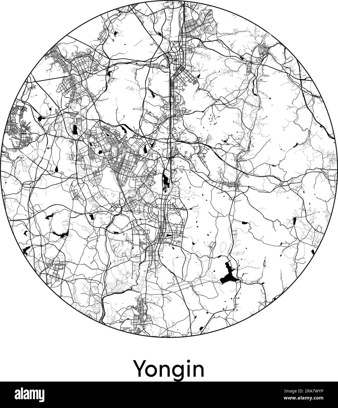 City Map Yongin South Korea Asia vector illustration black white Stock ...