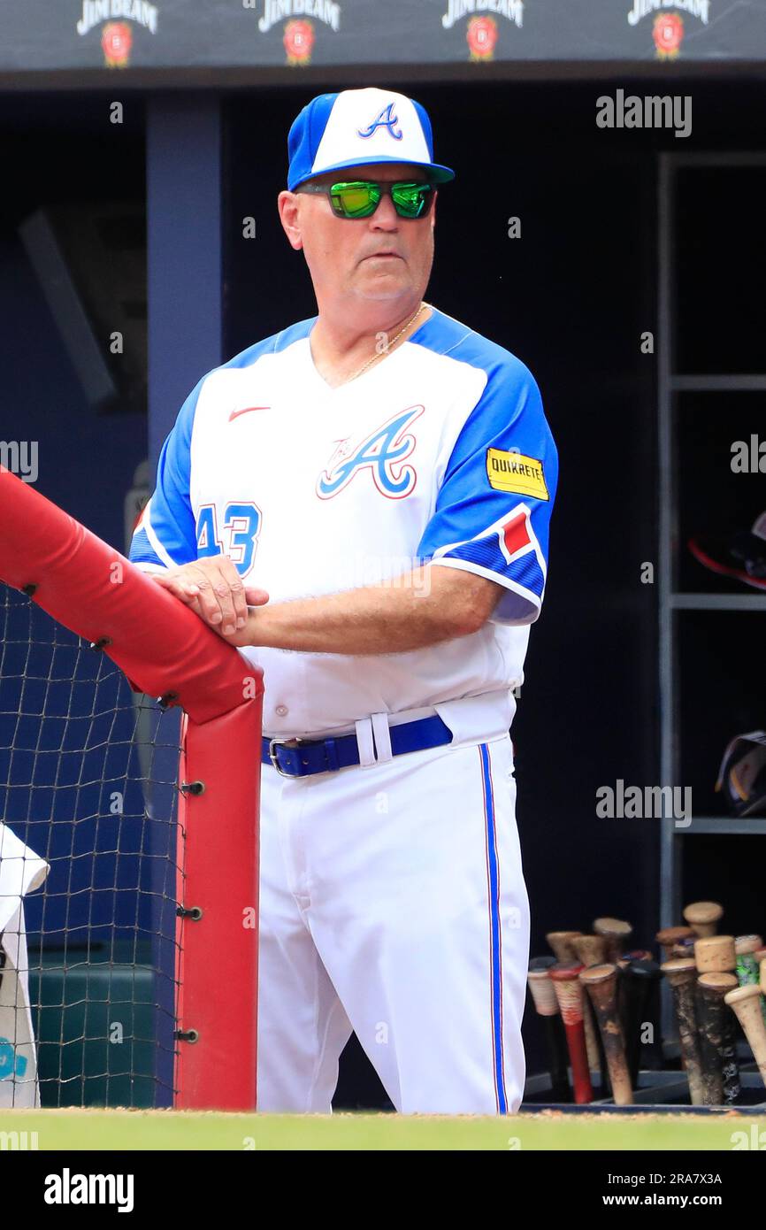 ATLANTA, GA - JULY 01: Atlanta Braves manager Brian Snitker (43) looks ...