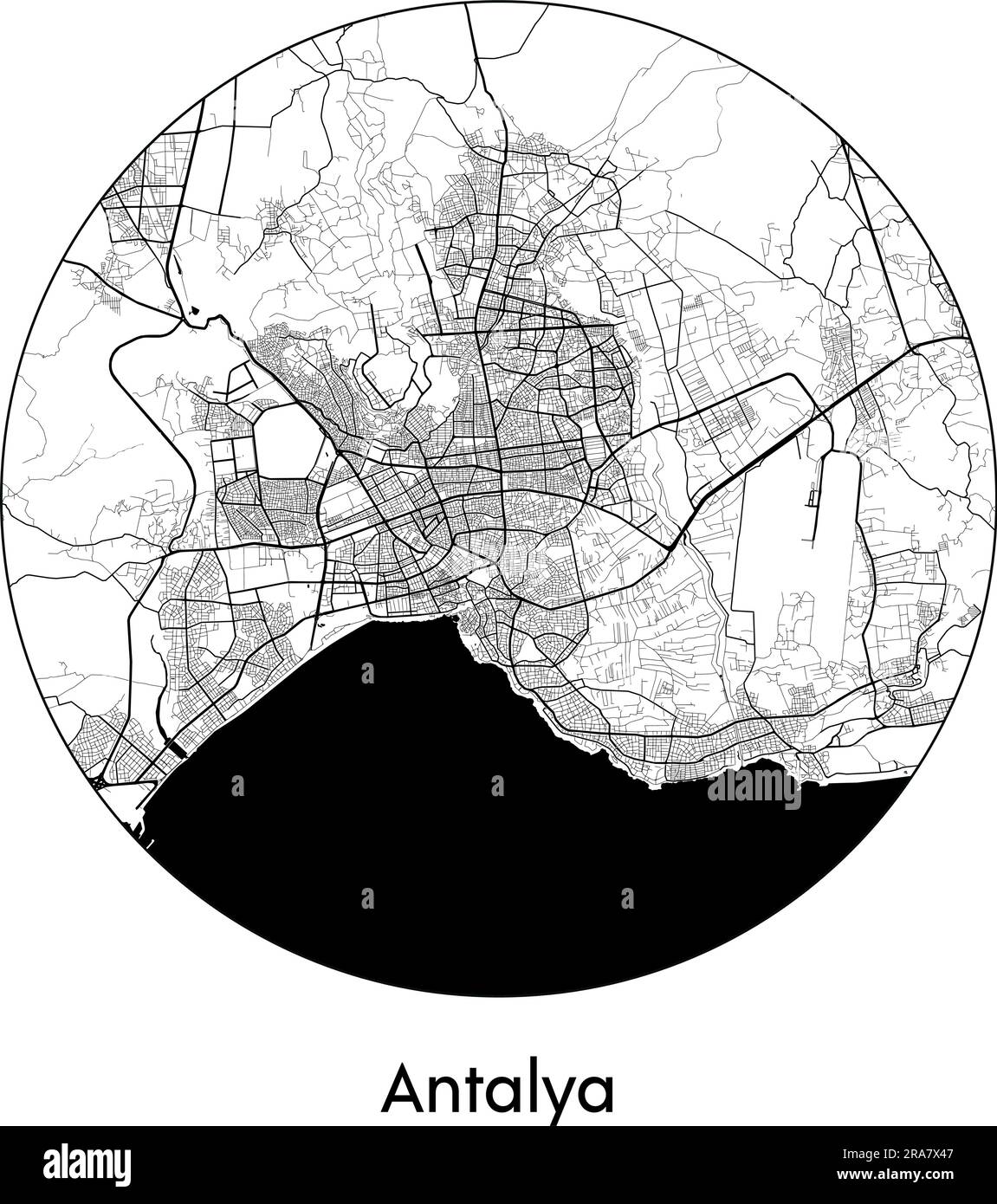 City Map Antalya Turkey Asia vector illustration black white Stock Vector Image & Art - Alamy