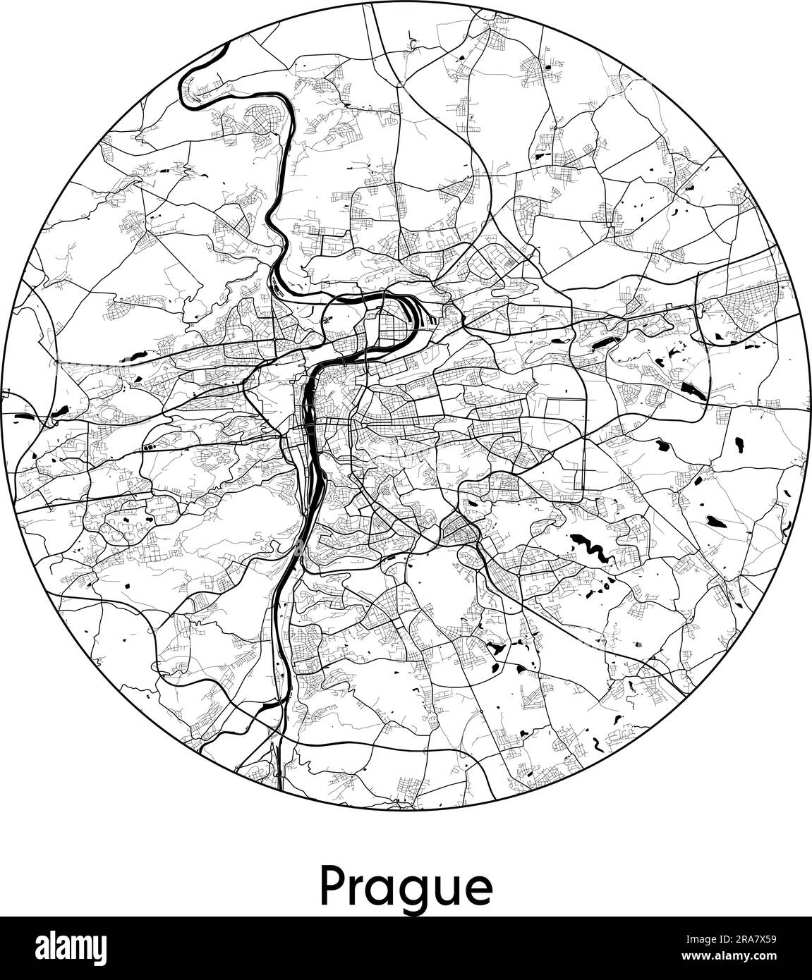 City Map Prague Czech Republic Europe Vector Illustration Black White Stock Vector Image And Art