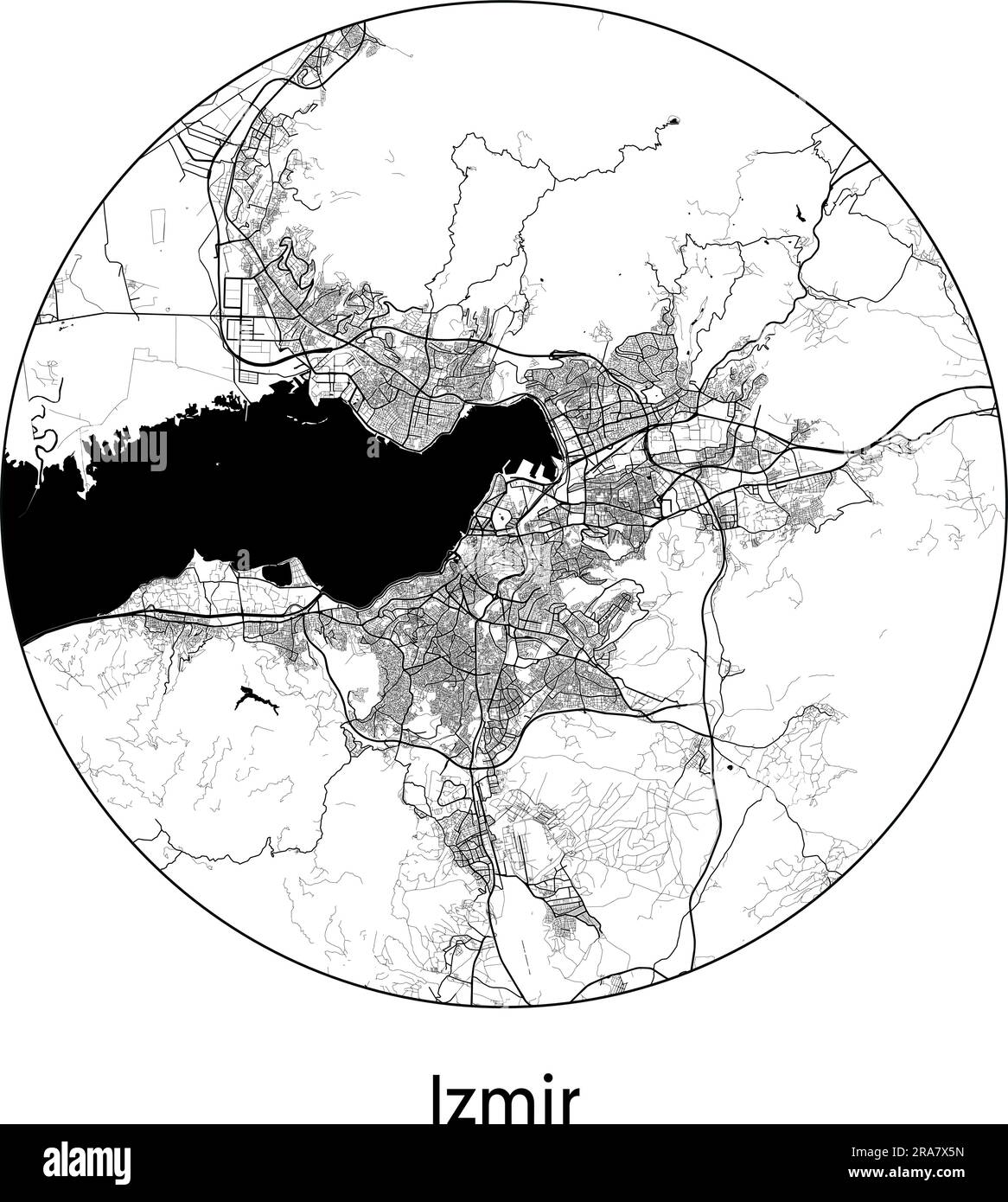 City Map Izmir Turkey Asia vector illustration black white Stock Vector ...