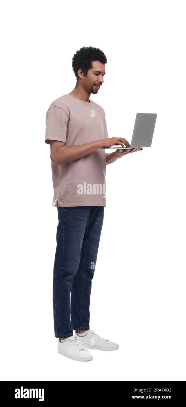 Man using laptop learning Cut Out Stock Images & Pictures - Alamy