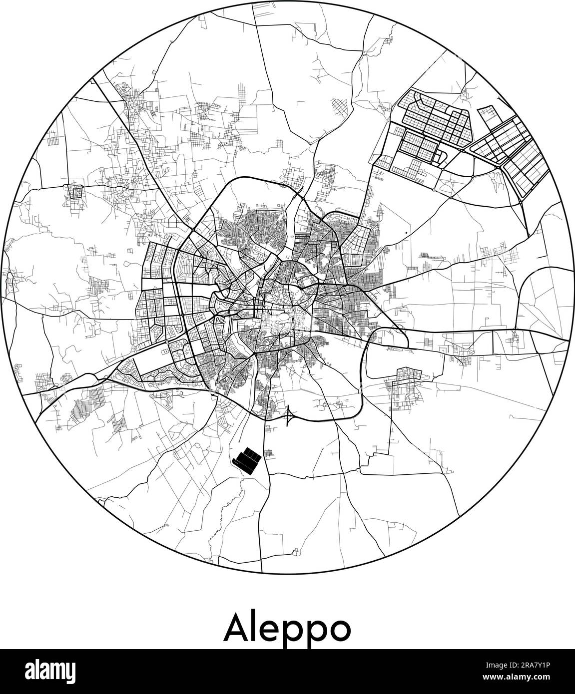 City Map Aleppo Syria Asia vector illustration black white Stock Vector ...