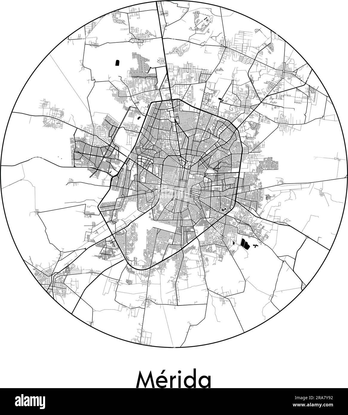 City Map Merida Mexico North America vector illustration black white ...