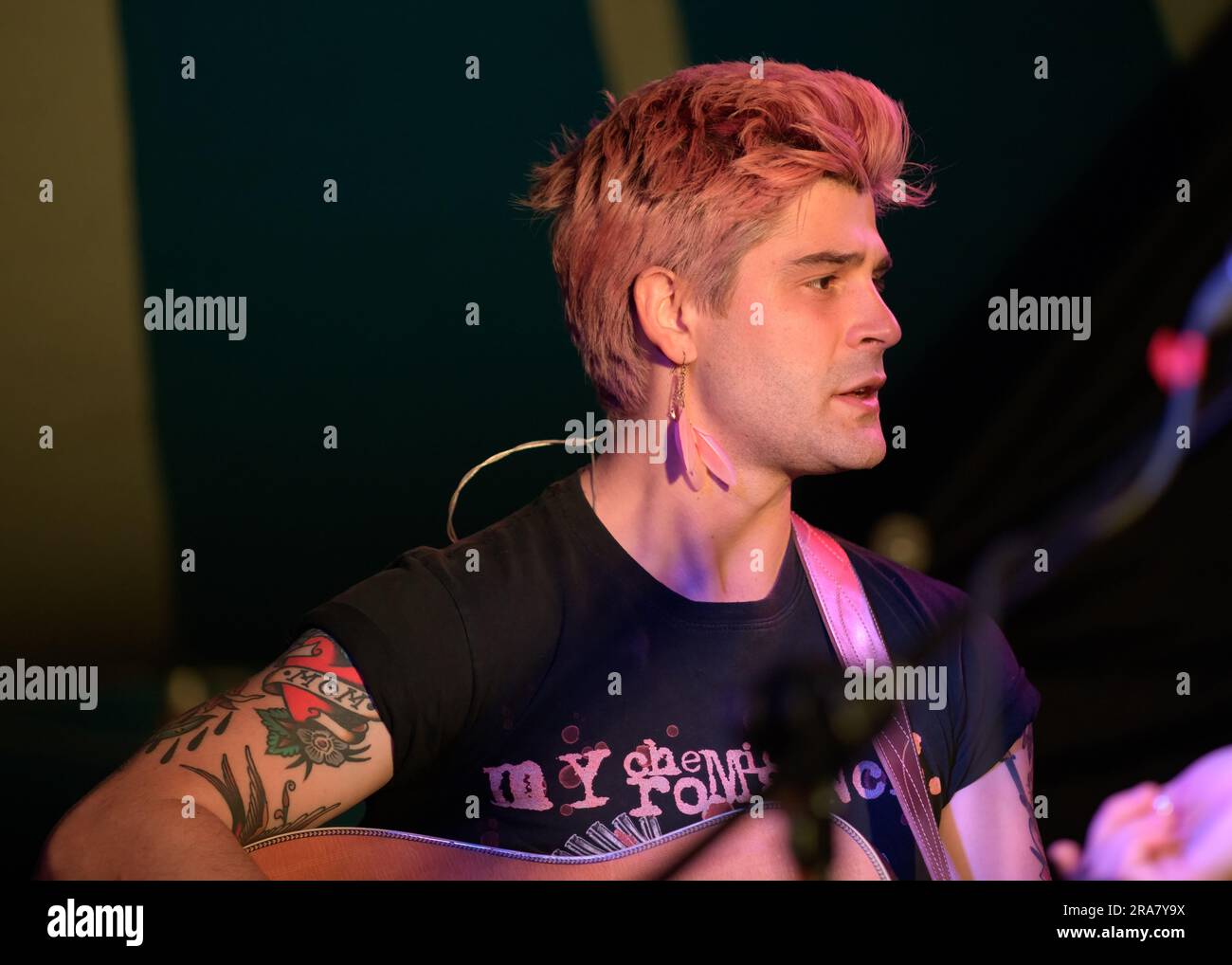 Sabine Hay, Derbyshire UK. 01 July 2023. Exile Music Festival. Caption ...