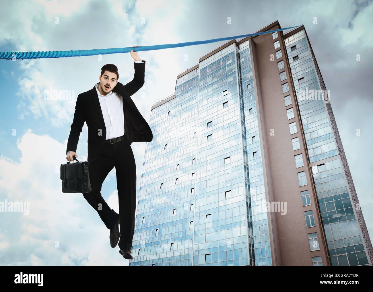 Risks and challenges of entrepreneurship. Businessman with portfolio ...