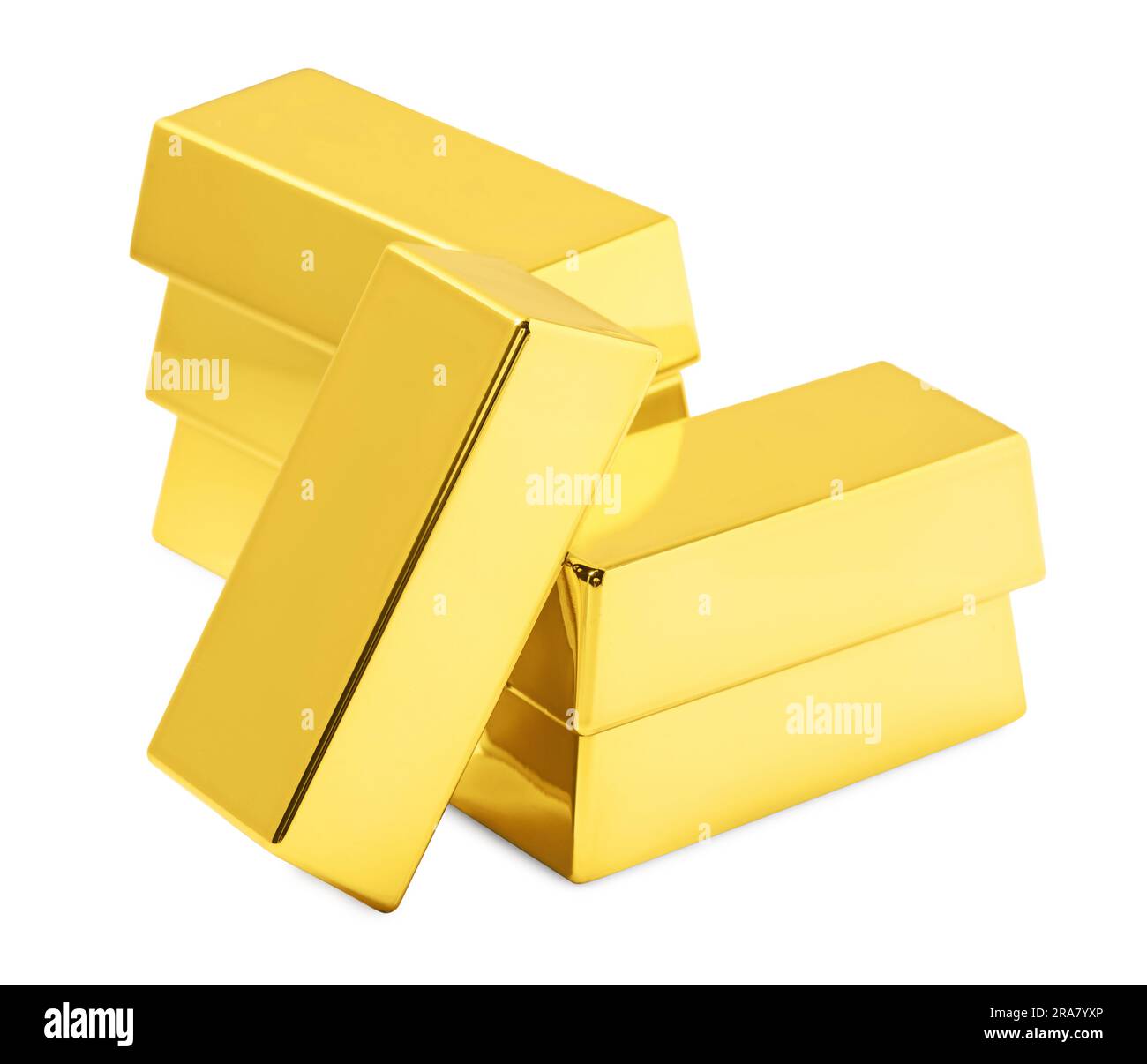 Many shiny gold bars isolated on white Stock Photo - Alamy