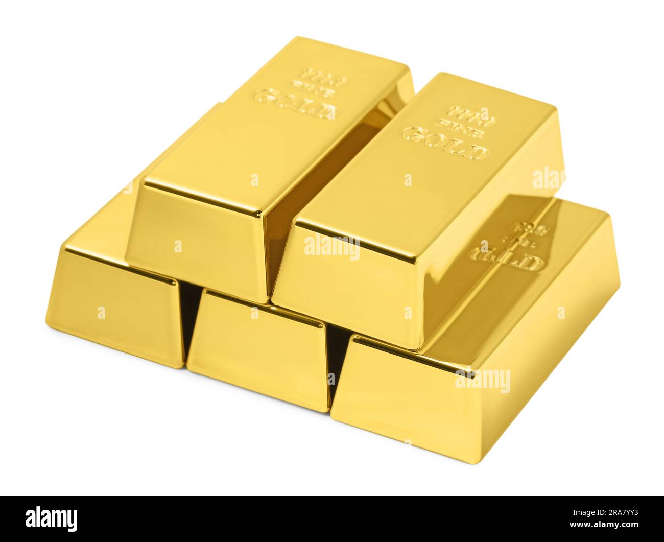 Stack of shiny gold bars isolated on white Stock Photo - Alamy