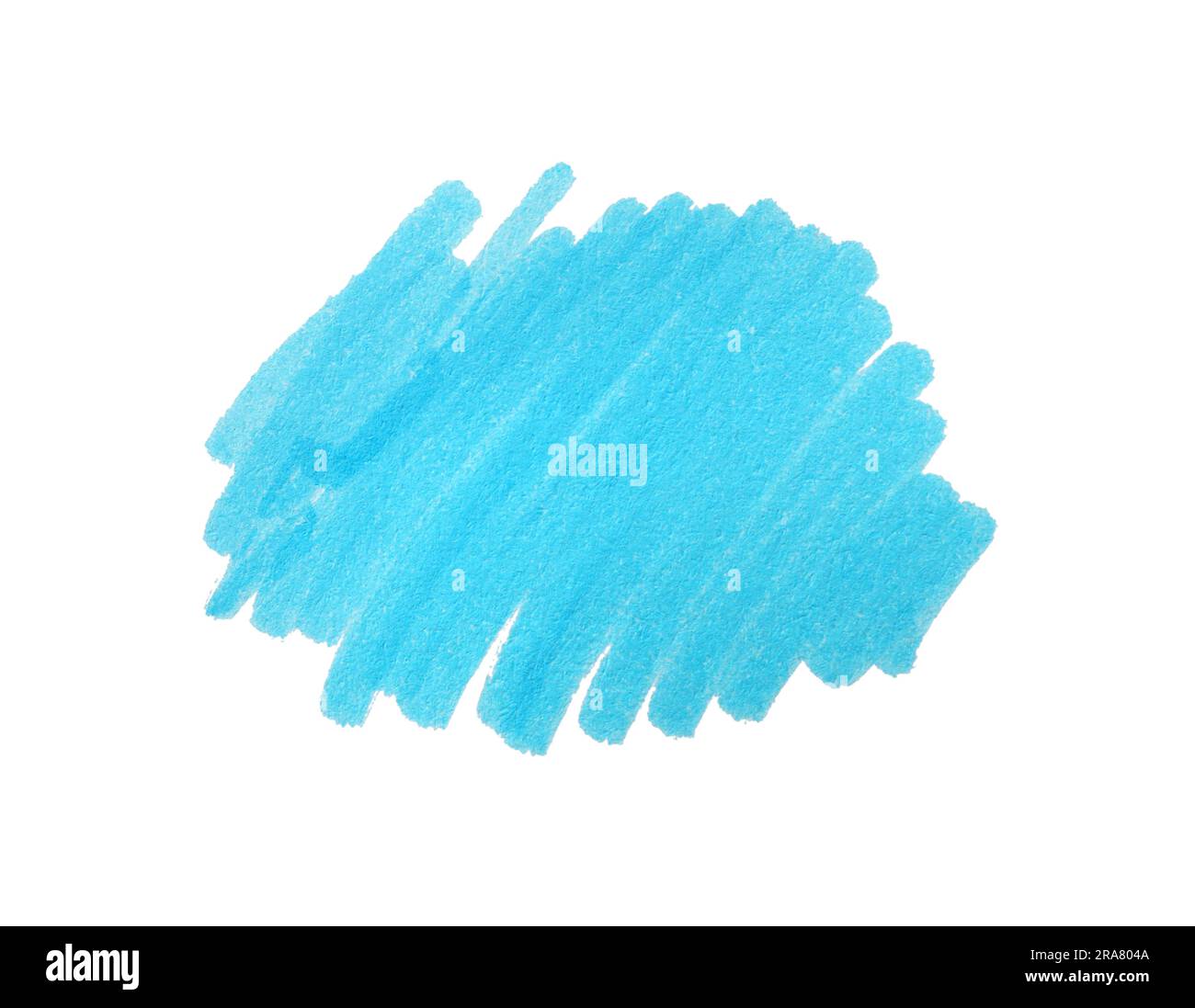 Stroke drawn with light blue marker isolated on white, top view Stock ...