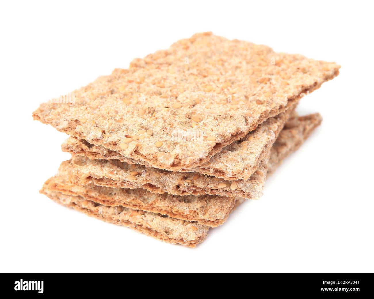 Stack of fresh crunchy crispbreads on white background. Healthy snack ...