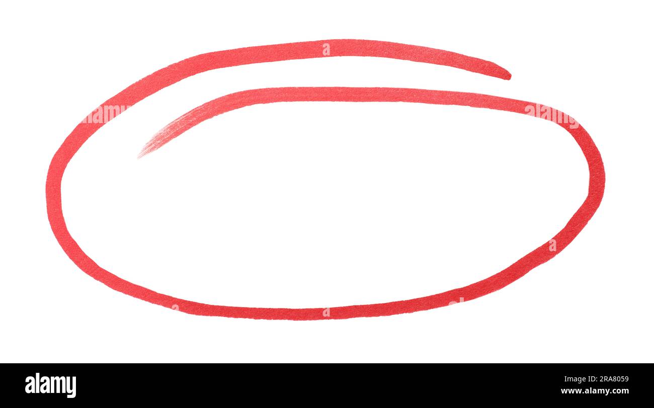 Ellipse drawn with red marker on white background, top view Stock Photo ...