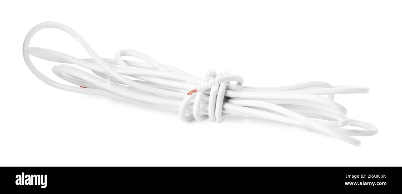 One new electrical wire isolated on white Stock Photo - Alamy