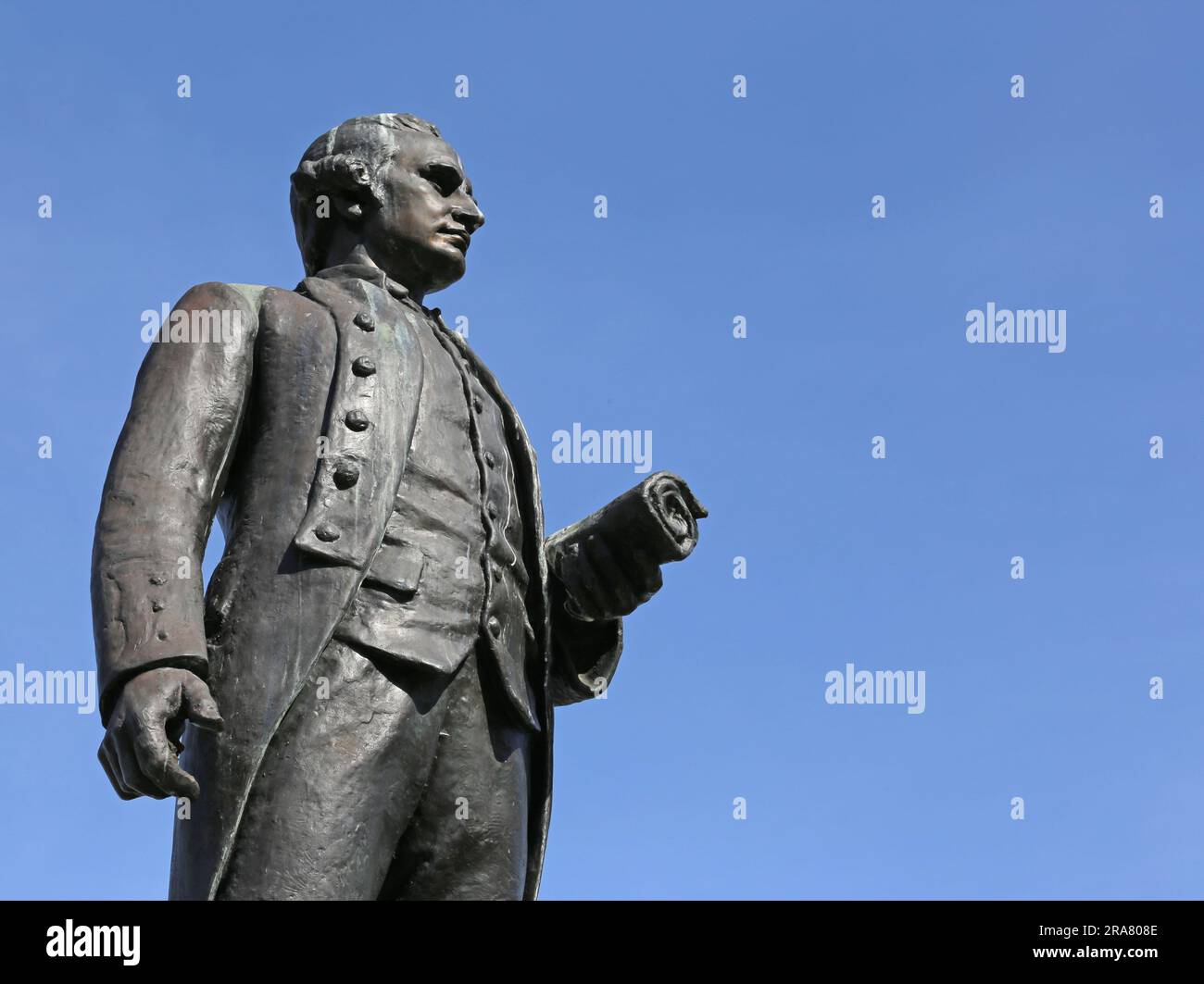 A statue of the famous explorer Captain James Cook. The statue is ...