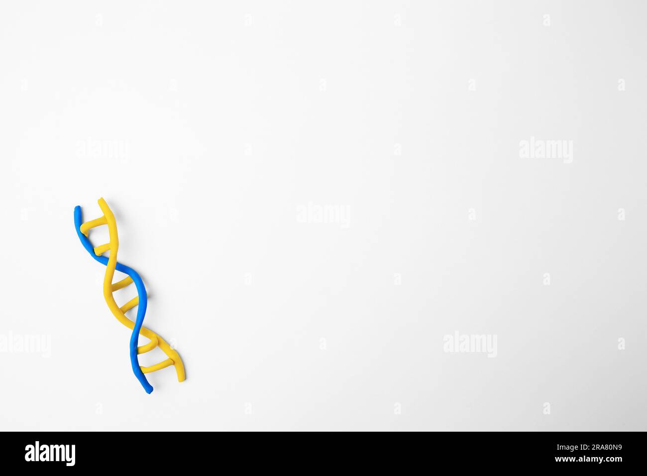 DNA molecule model made of colorful plasticine on white background, top ...