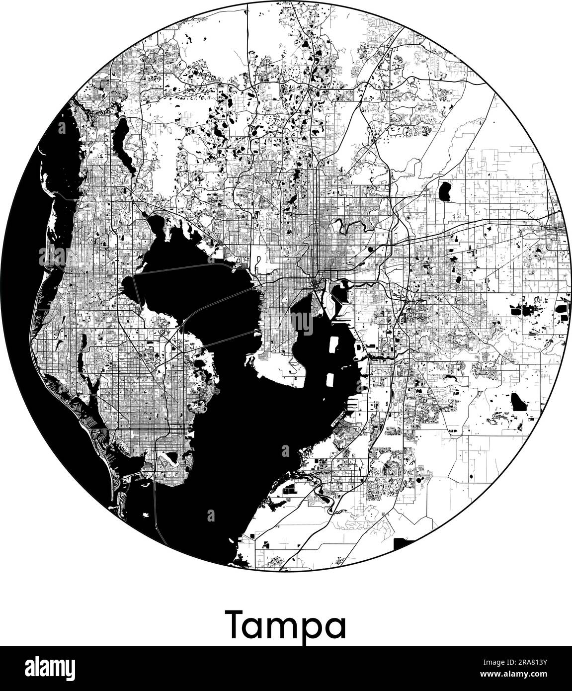 City Map Tampa United States North America vector illustration black ...