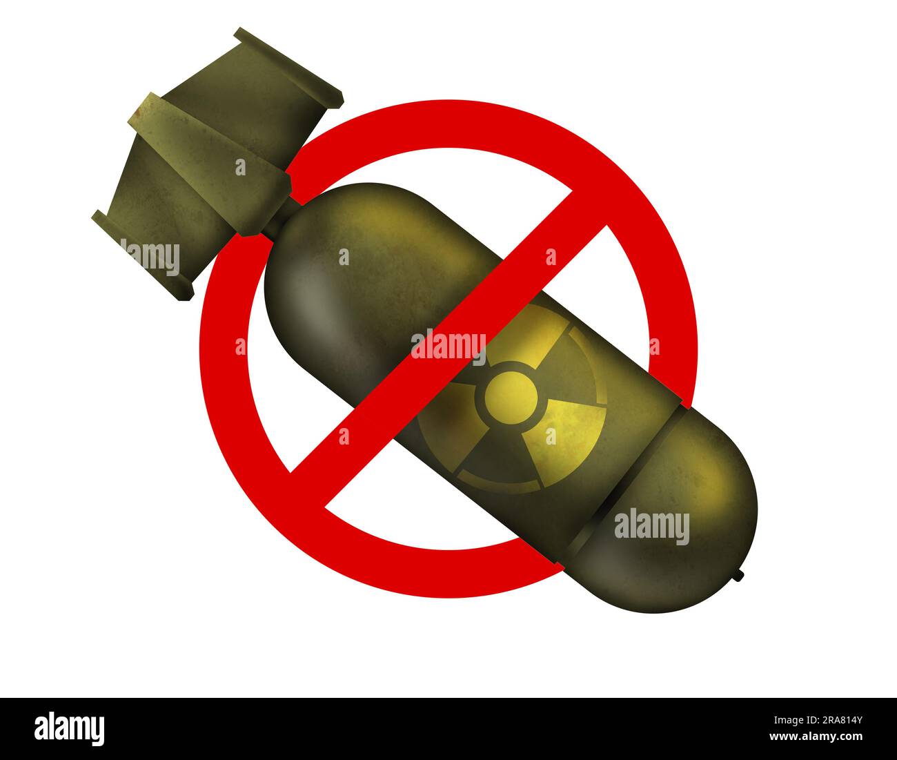 Prevent nuclear war. Prohibition sign with atomic weapon on white background, illustration Stock ...
