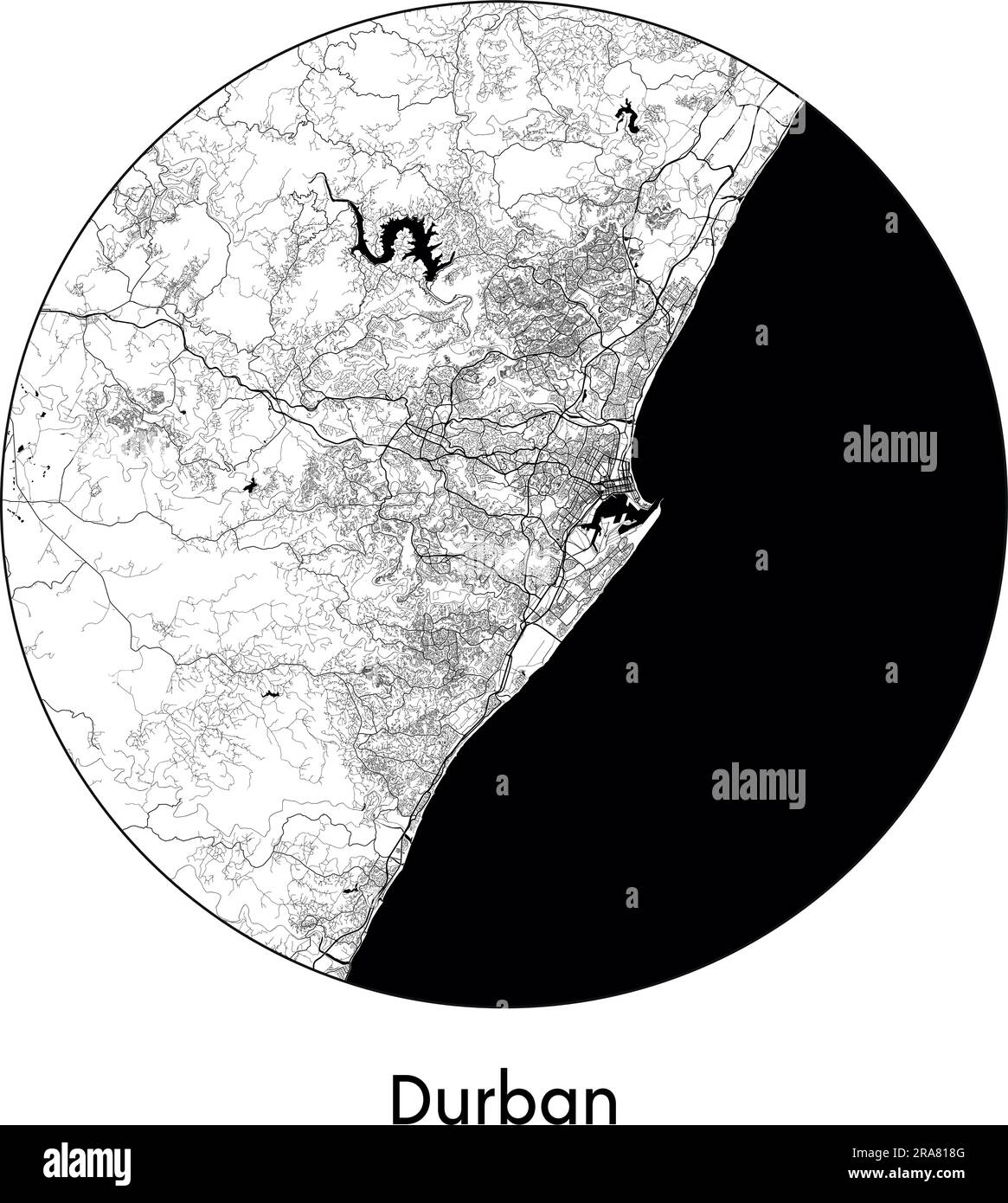 City Map Durban South Africa Africa vector illustration black white ...