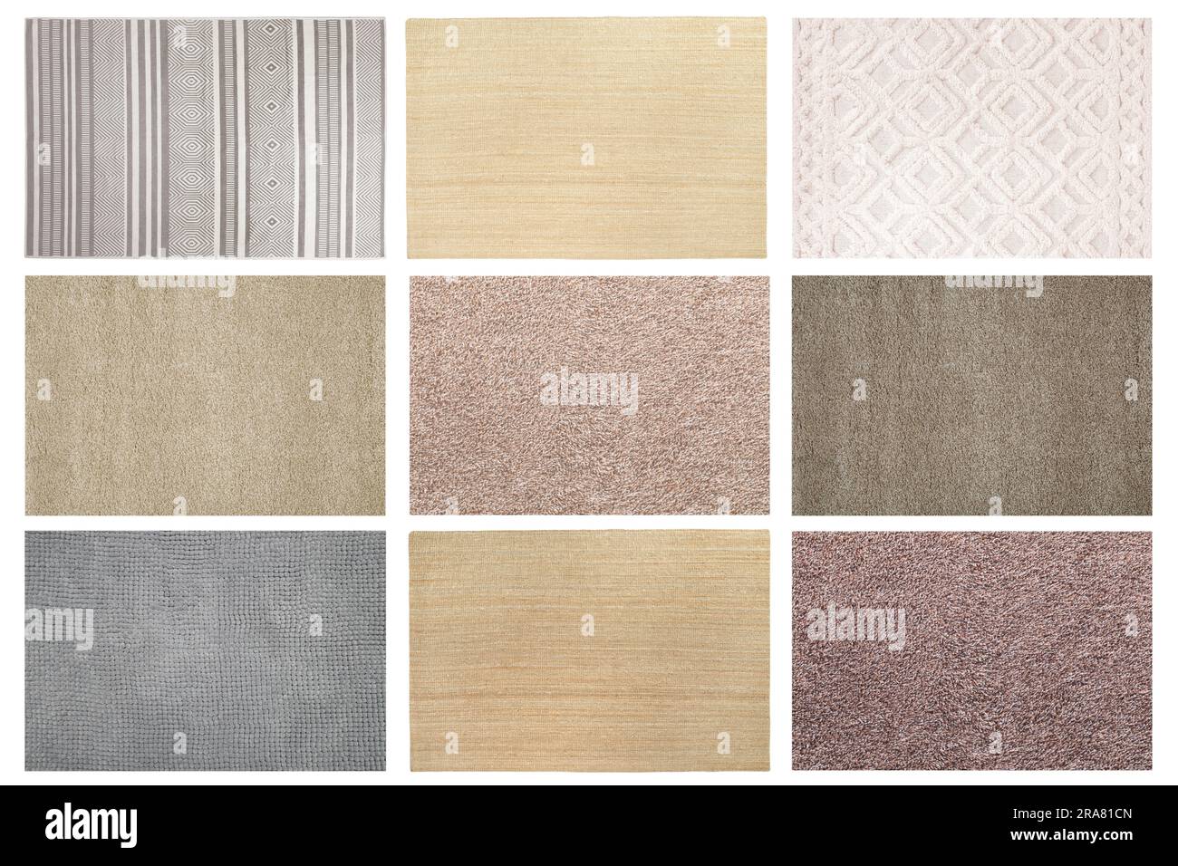 Collage with carpet textures in different colors Stock Photo - Alamy