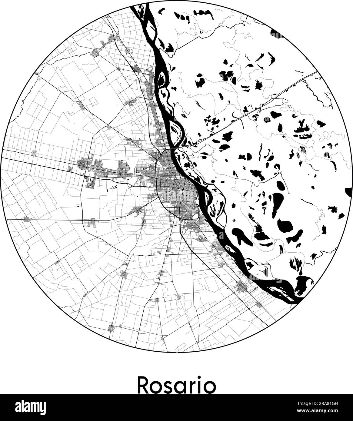 City Map Rosario Argentina South America vector illustration black ...
