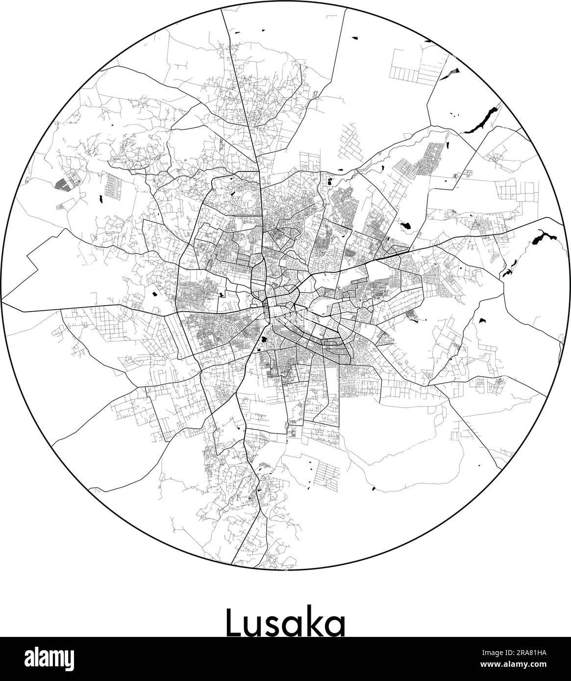 City Map Lusaka Zambia Africa vector illustration black white Stock ...
