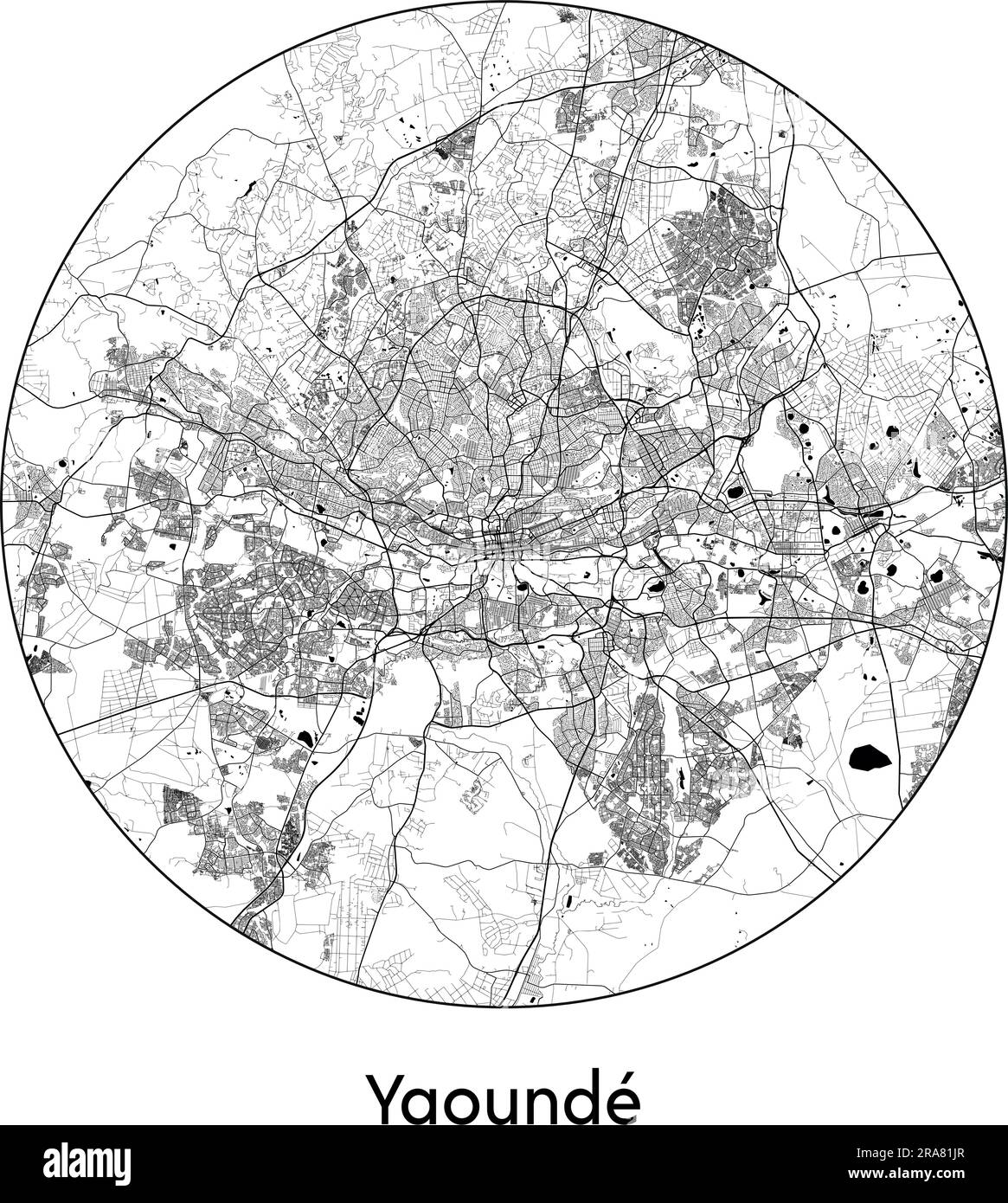 City Map Yaounde Cameroon Africa vector illustration black white Stock ...