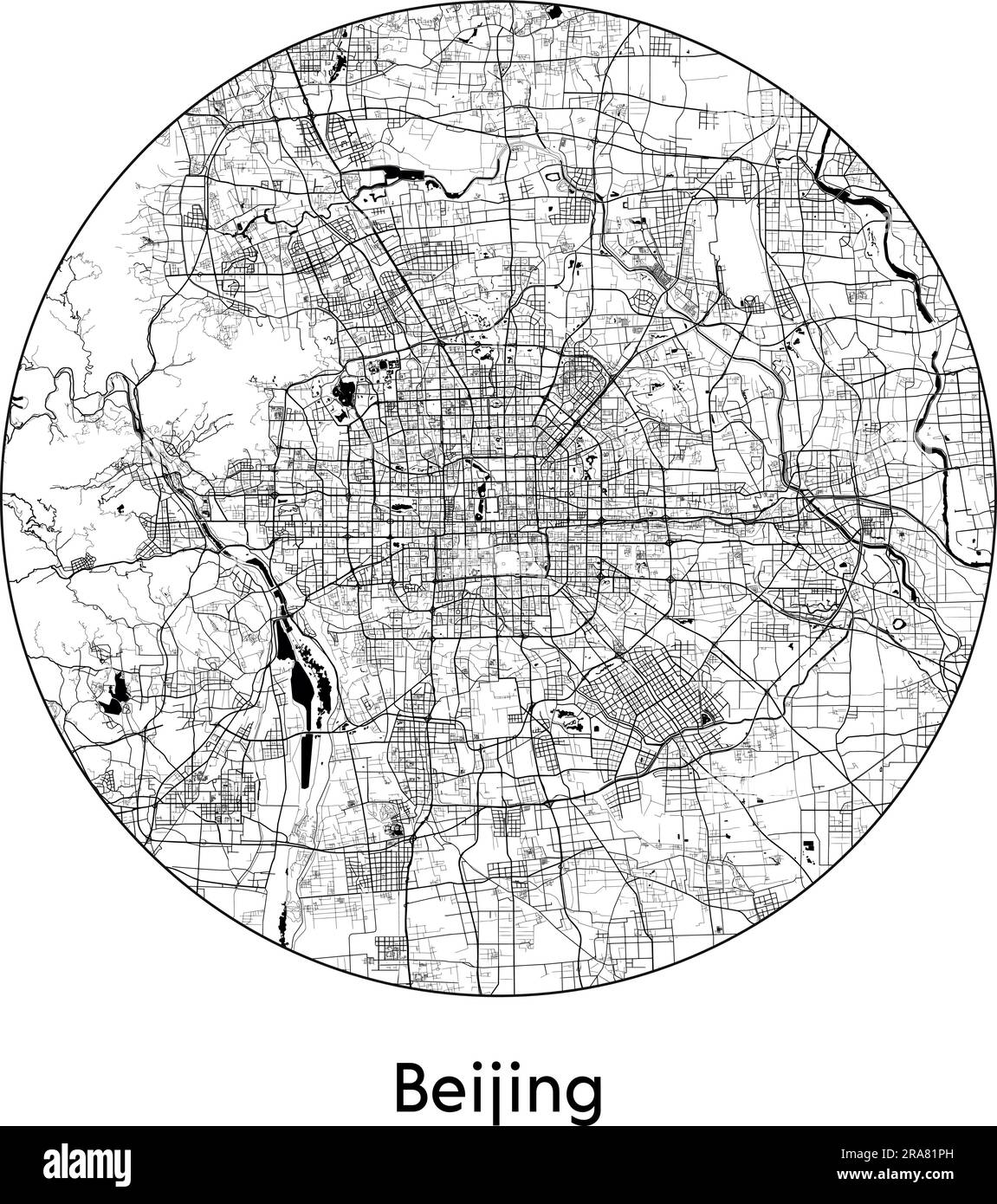 City Map Beijing China Asia vector illustration black white Stock ...