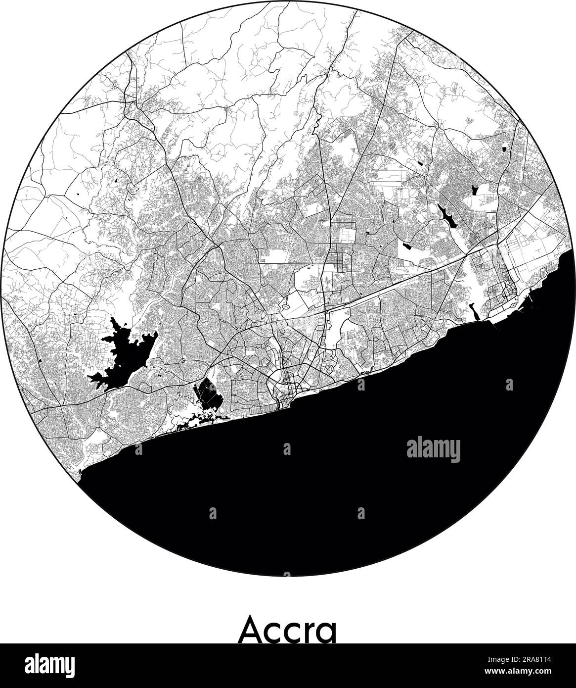 City Map Accra Ghana Africa vector illustration black white Stock ...
