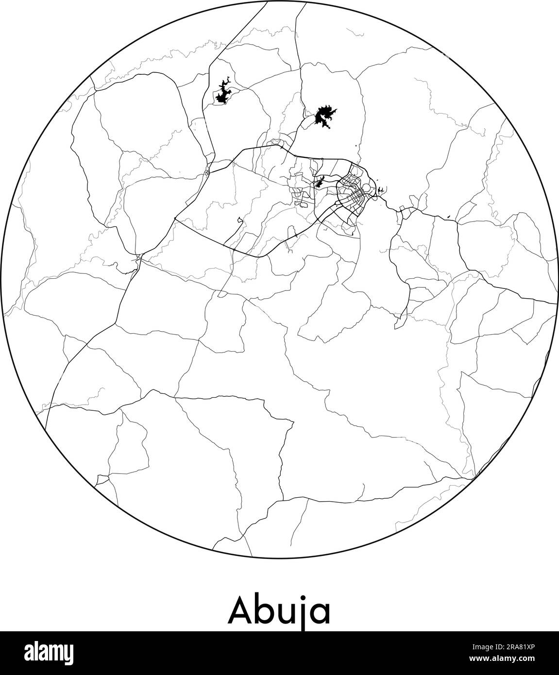 City Map Abuja Nigeria Africa vector illustration black white Stock ...