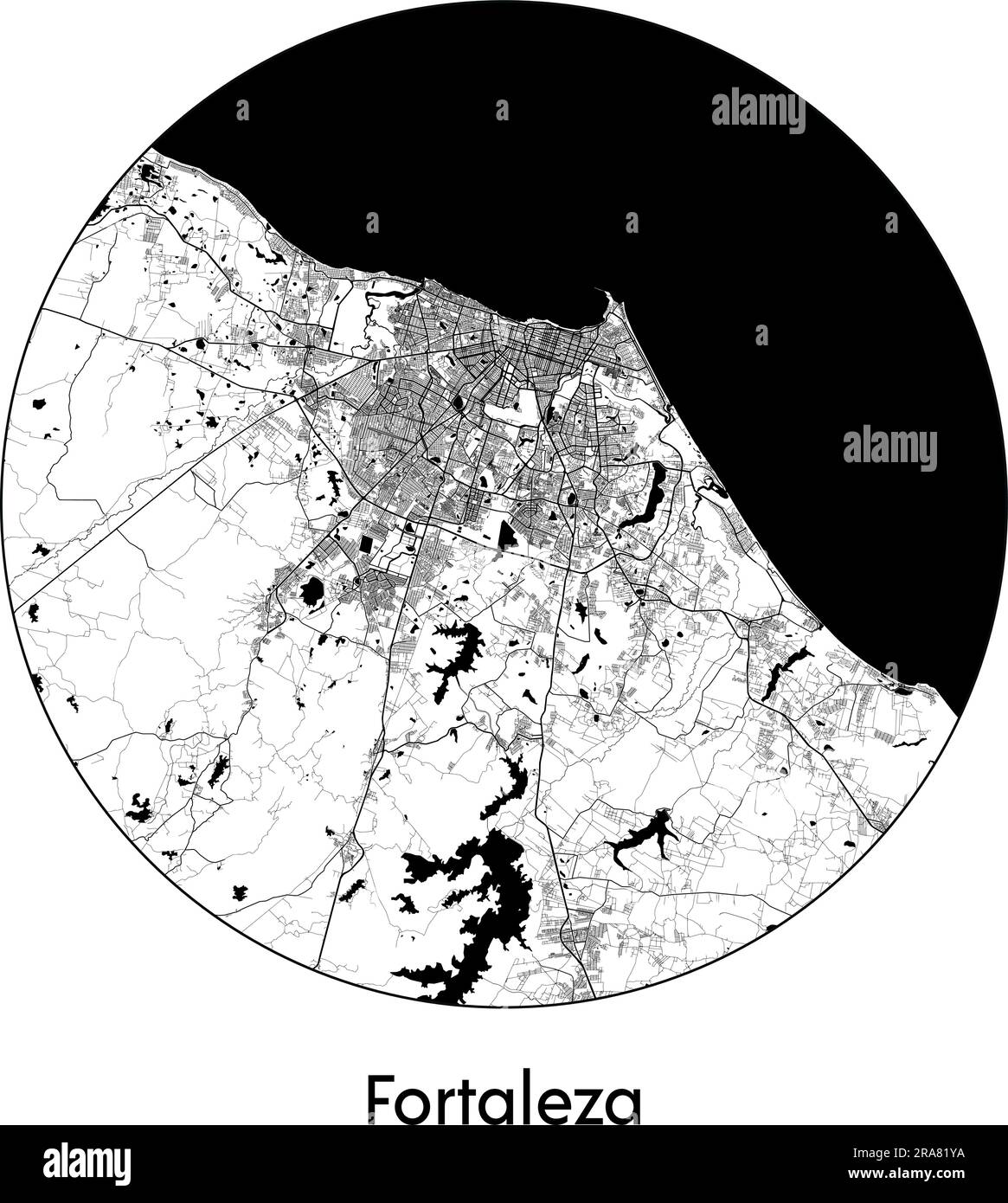 City Map Fortaleza Brazil South America vector illustration black white ...