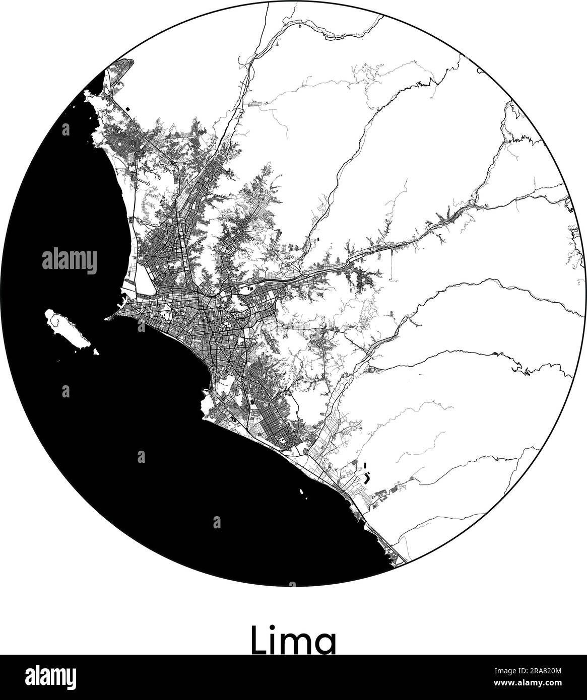 City Map Lima Peru South America vector illustration black white Stock ...