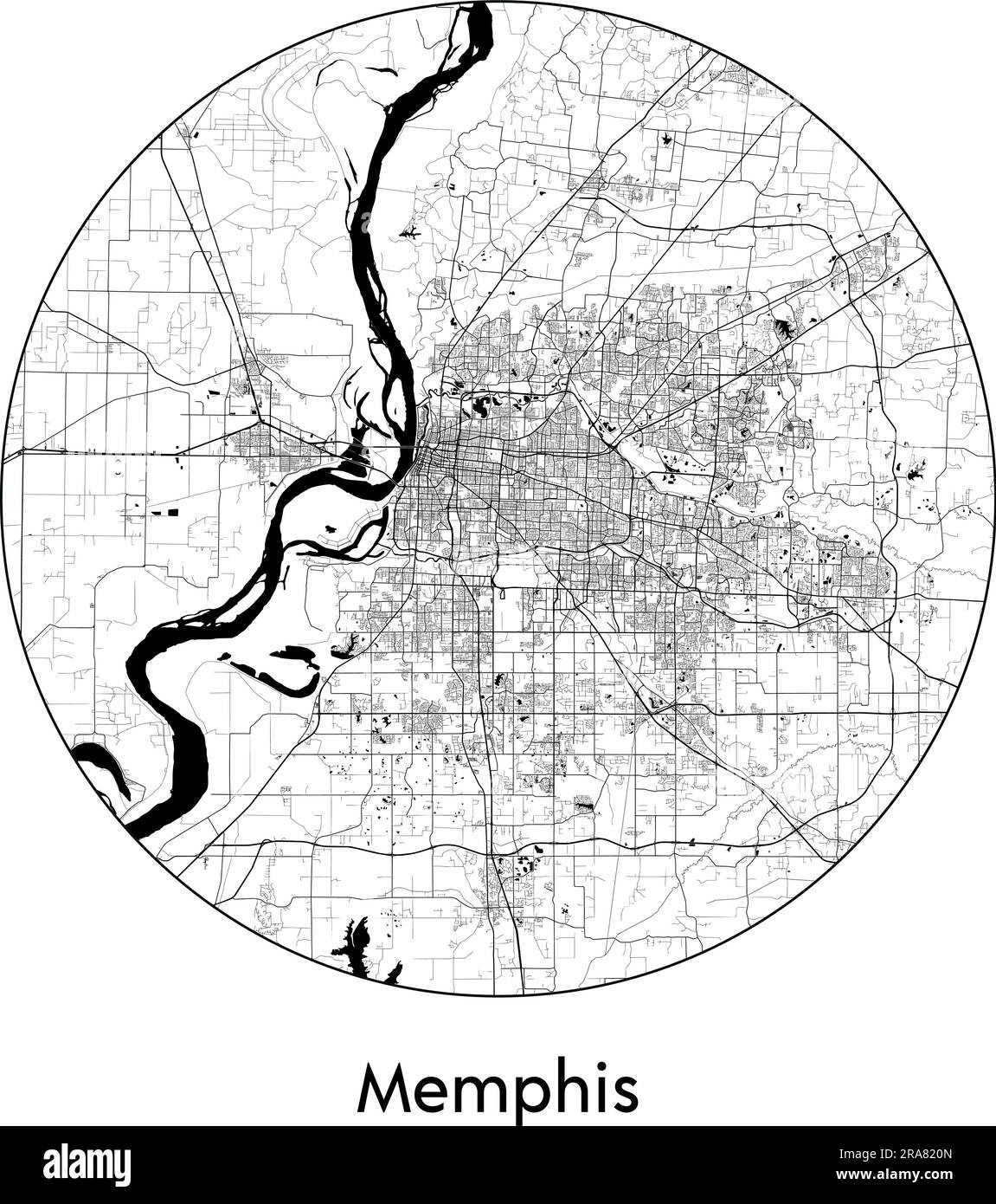 City Map Memphis United States North America vector illustration black ...