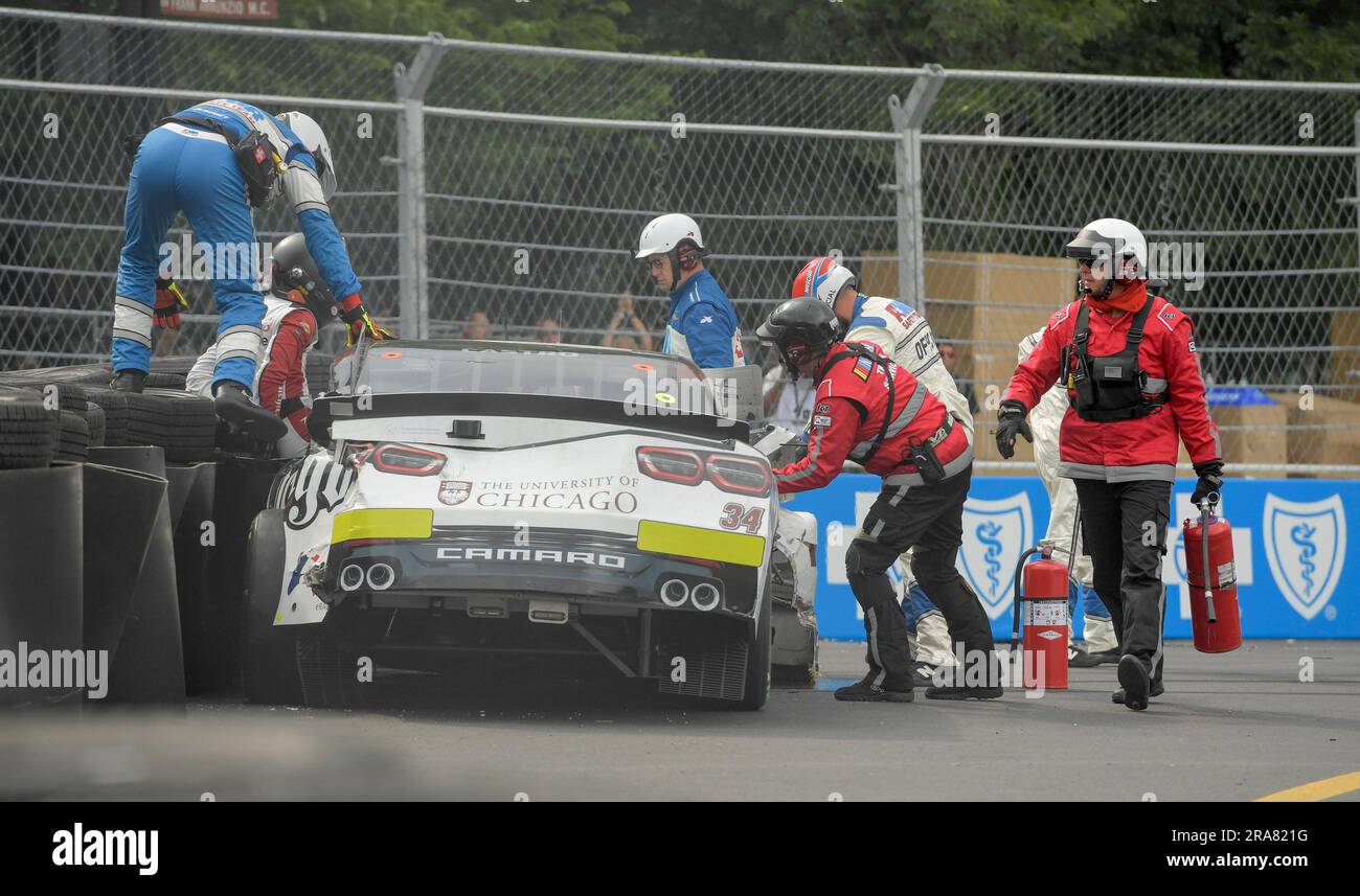 Chicago, United States. 01st July, 2023. Emergency crews swarm NASCAR ...
