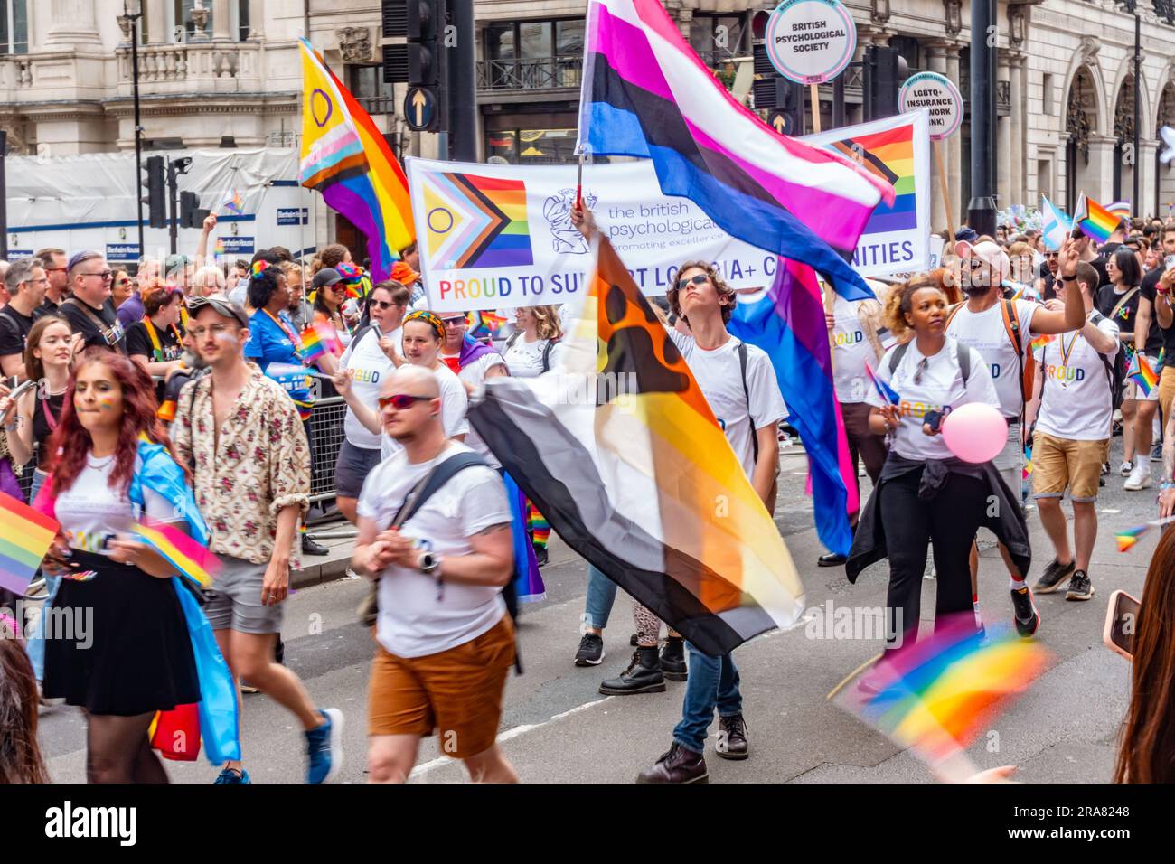 Participants in the annual London Pride event on 1st July 2023 on ...
