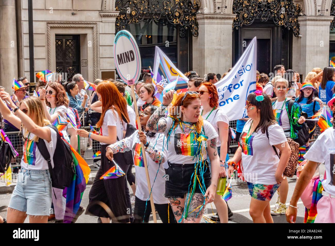 Participants representing Mind in the annual London Pride event on 1st ...