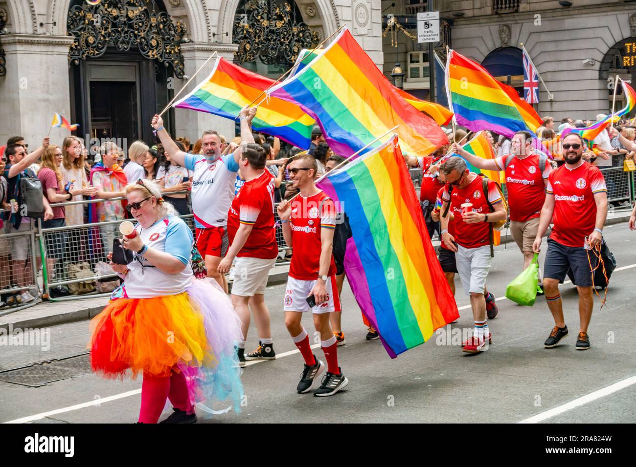 Participants in the annual London Pride event on 1st July 2023 on ...