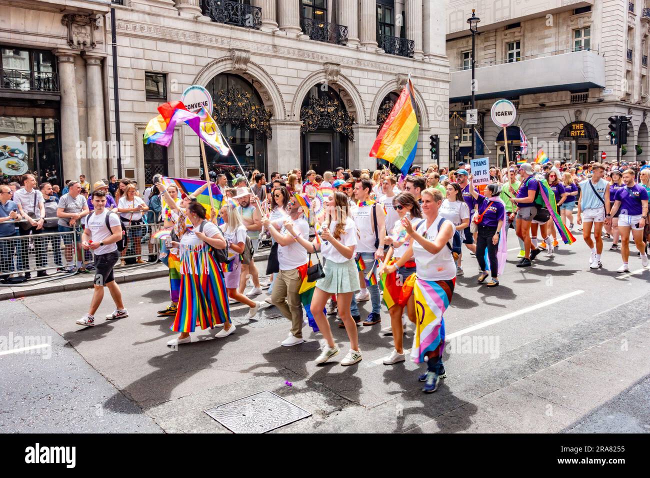 Participants in the annual London Pride event on 1st July 2023 on ...