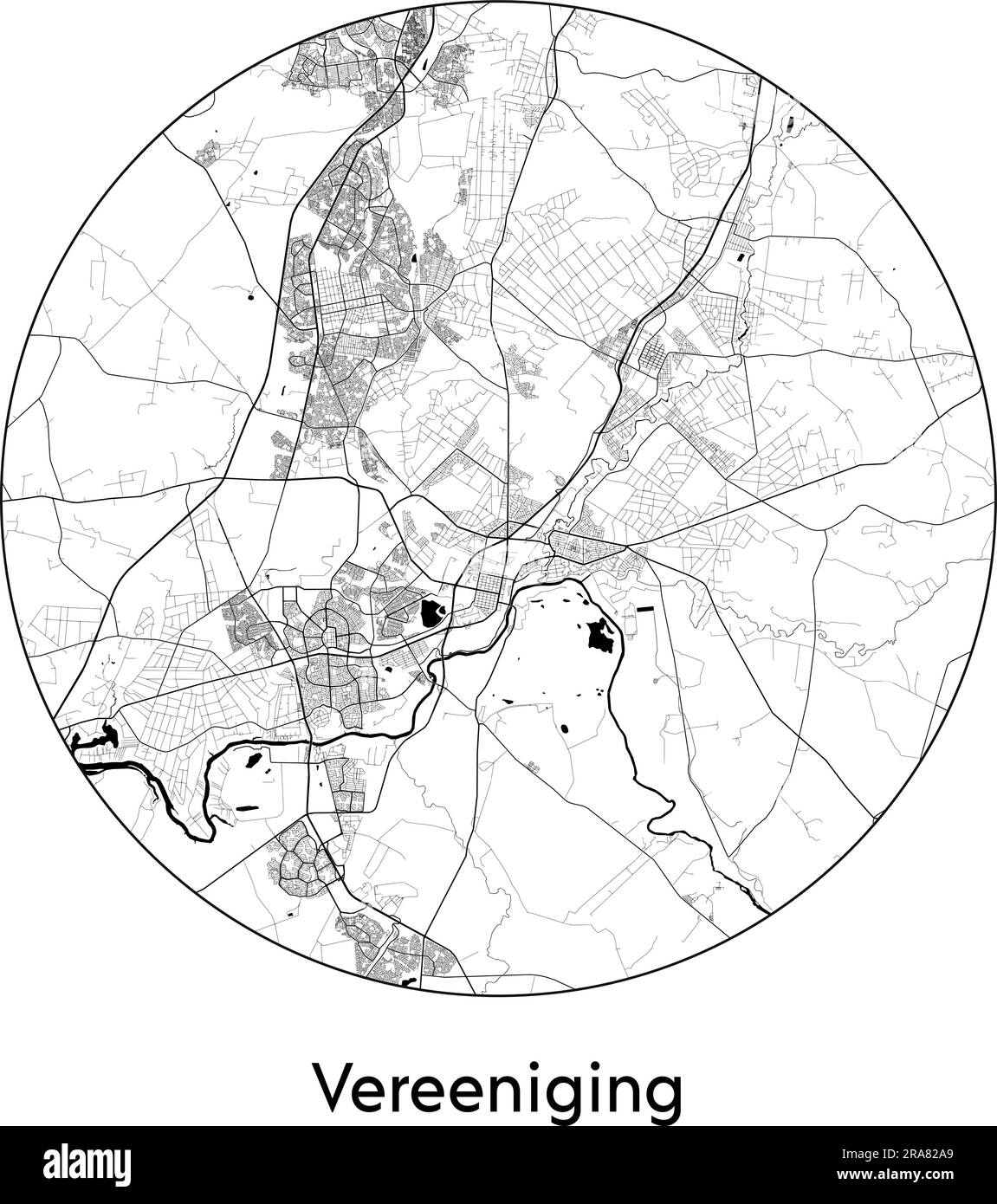 City Map Vereeniging South Africa Africa vector illustration black ...