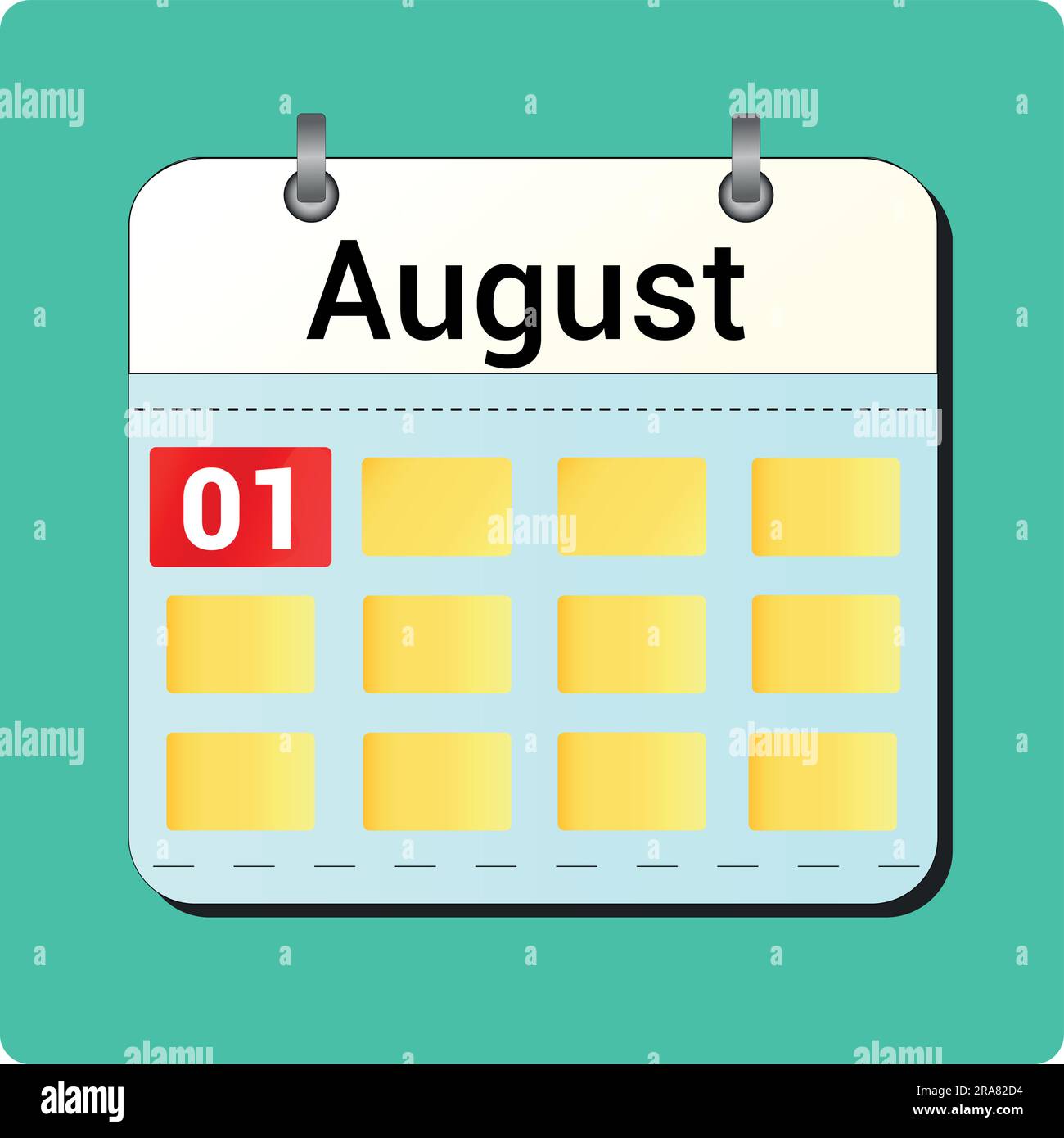 calendar vector drawing, date August 01 on the page Stock Vector Image ...